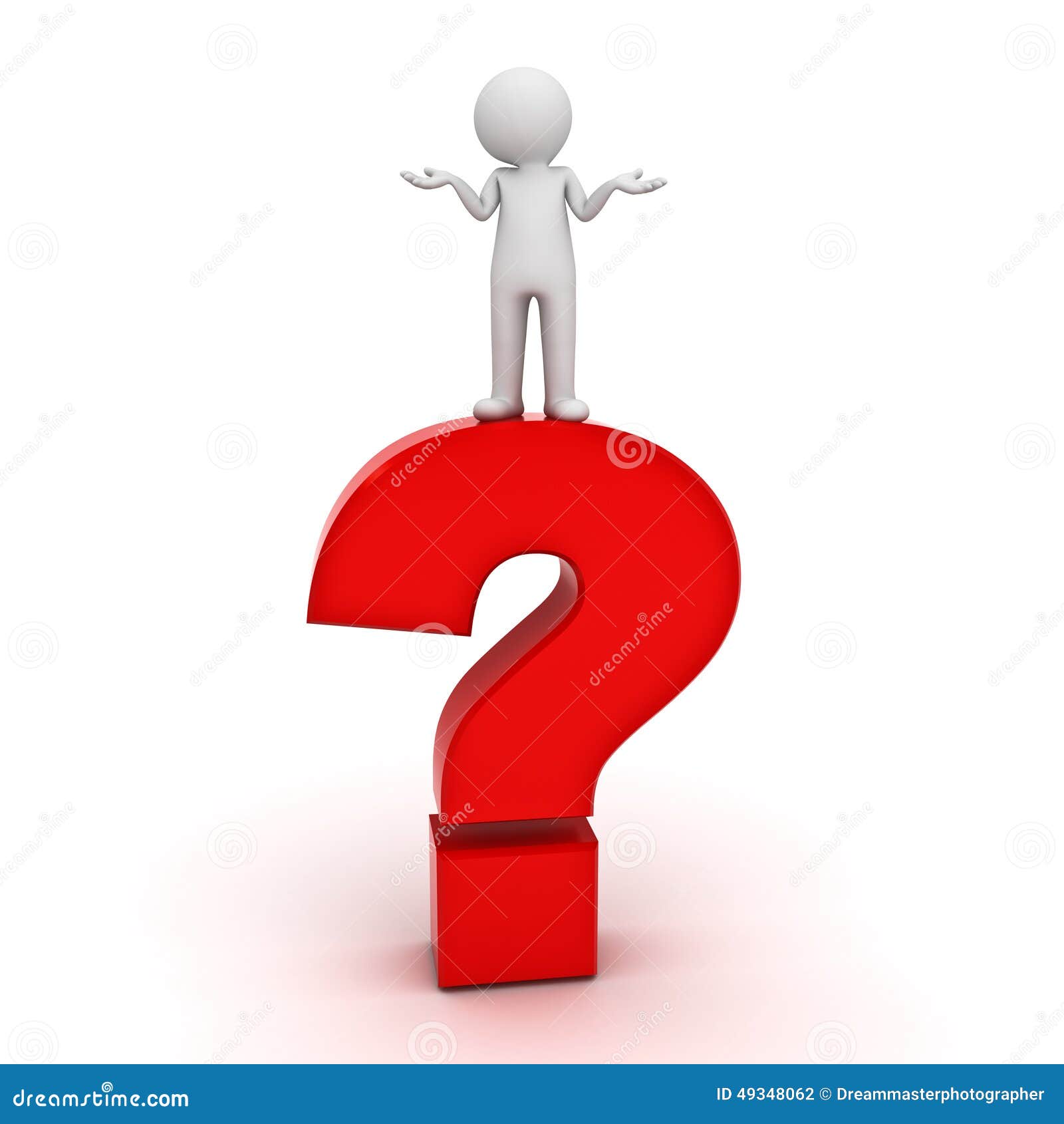 3d Man Standing on a Big Red Question Mark Stock Illustration ...