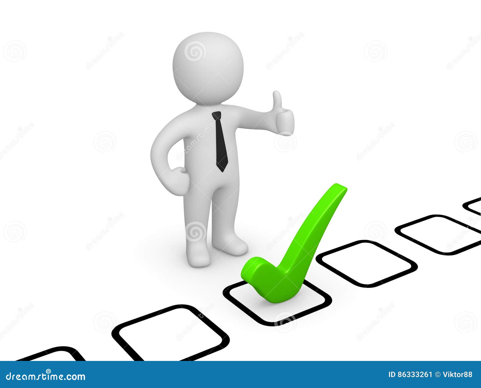 3d Man Standing Beside Checkmark And Showing Thumbs Up Royalty-Free ...