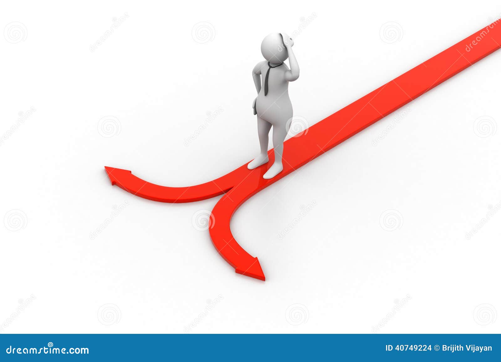 3d Man Standing Different Direction Arrow Stock Illustration ...