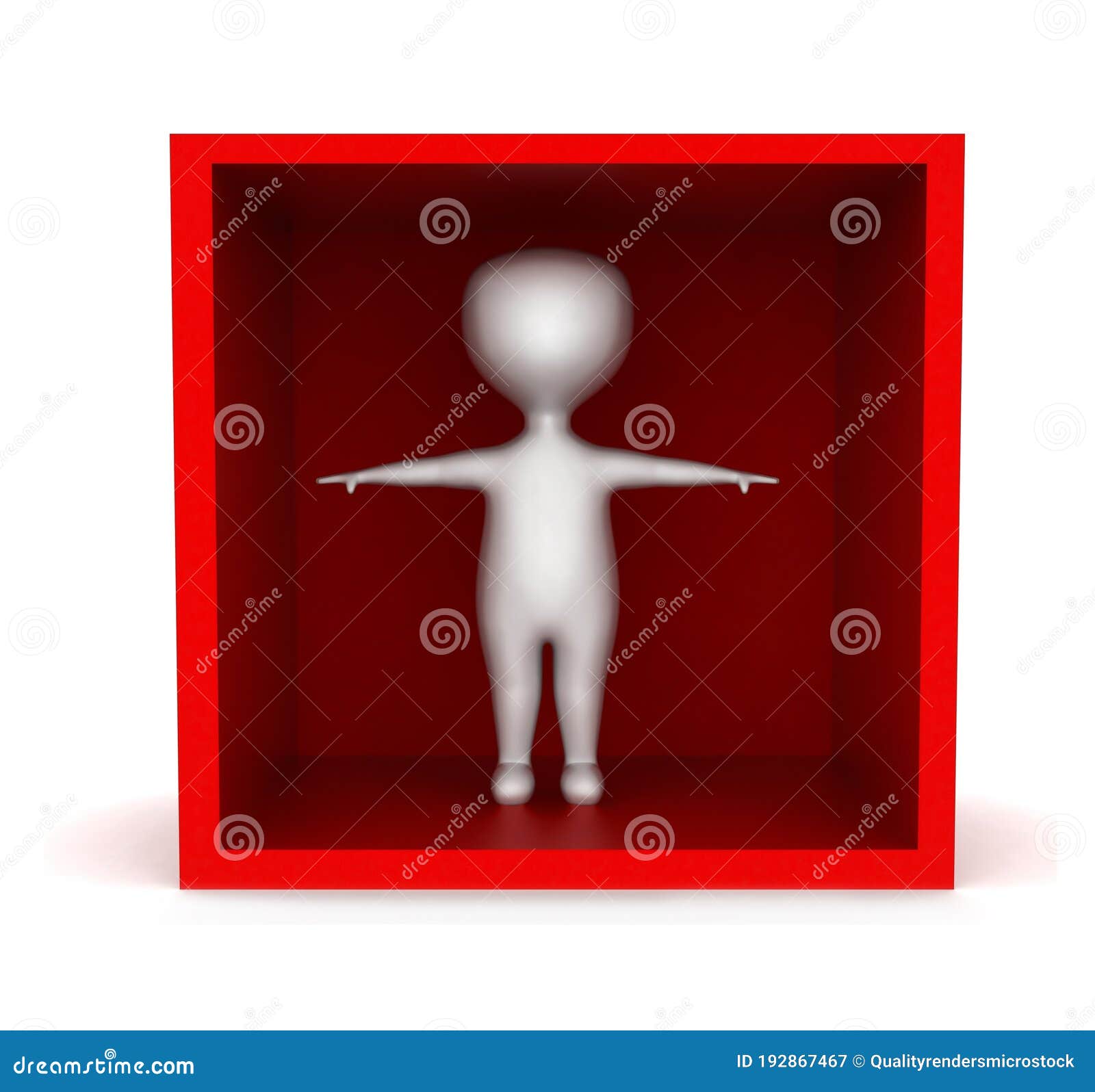 3d Man Standing Inside a Box with Its Hands Elevated Concept Stock ...