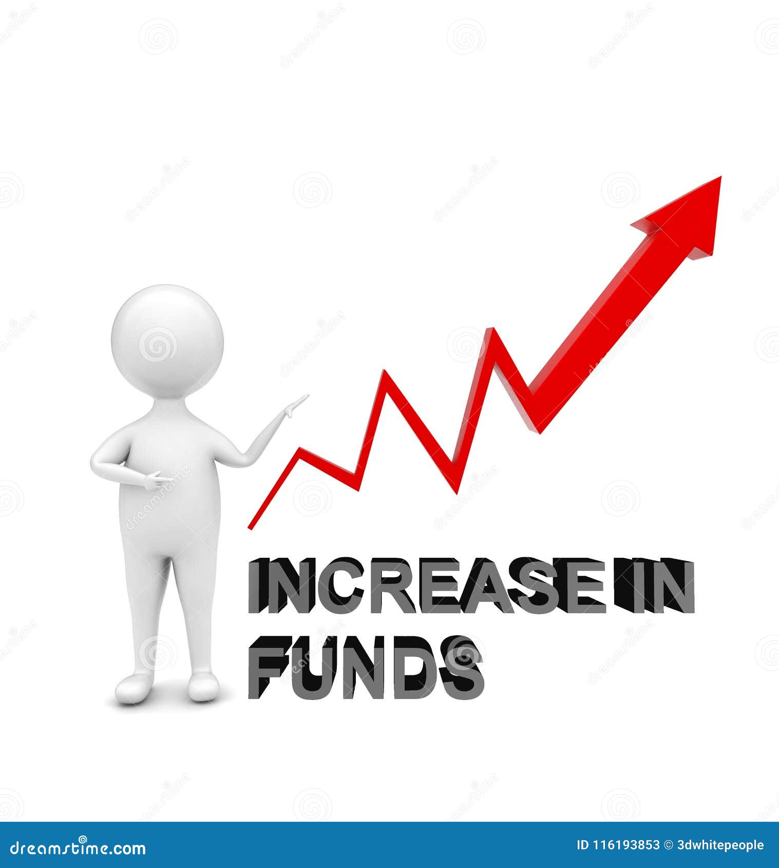 3d Man Standing and Pointing is Hand Towards a Upward Arrow Graph ...