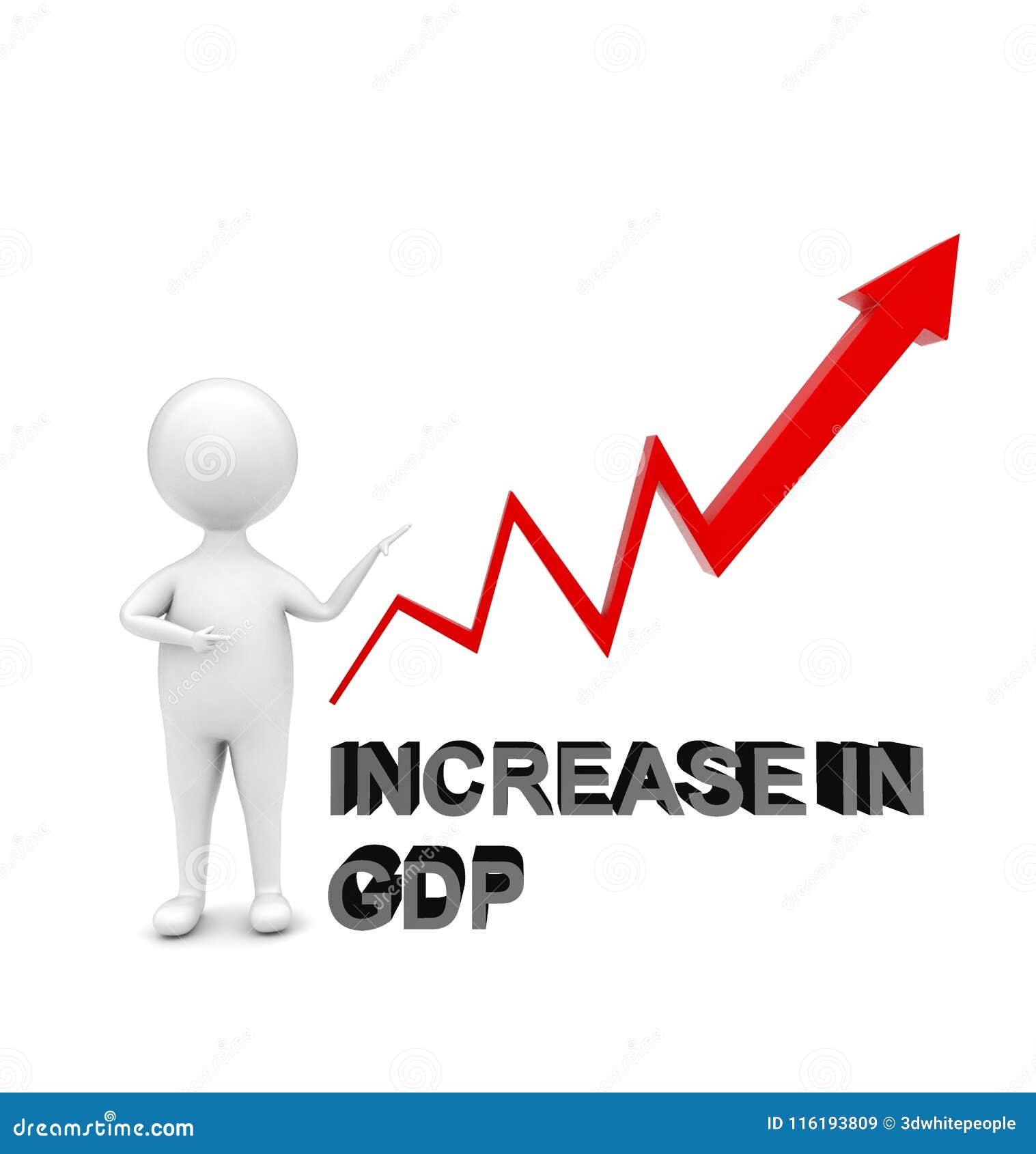 3d Man Standing and Pointing is Hand Towards a Upward Arrow Graph ...