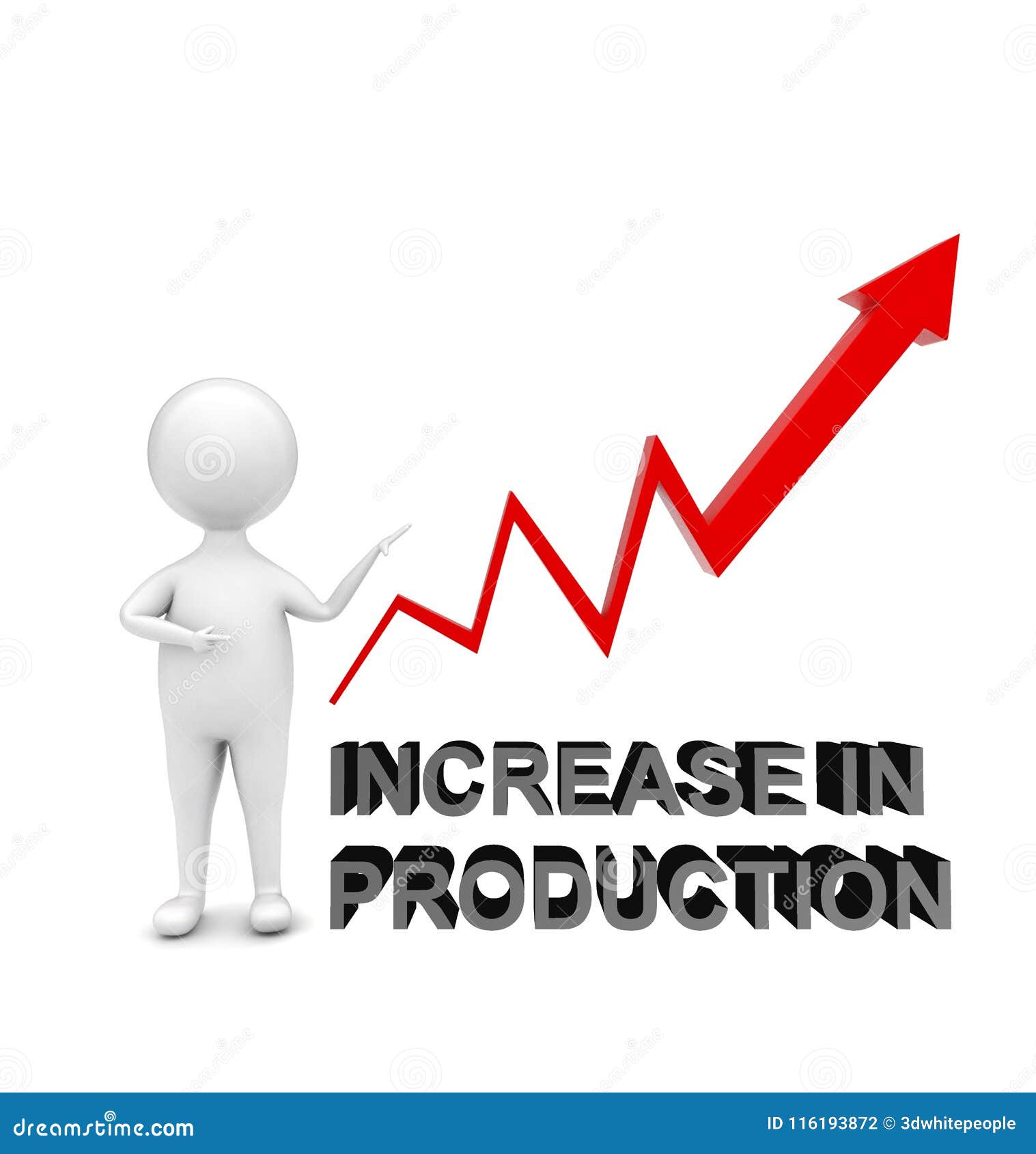 3d Man Standing and Pointing is Hand Towards a Upward Arrow Graph ...