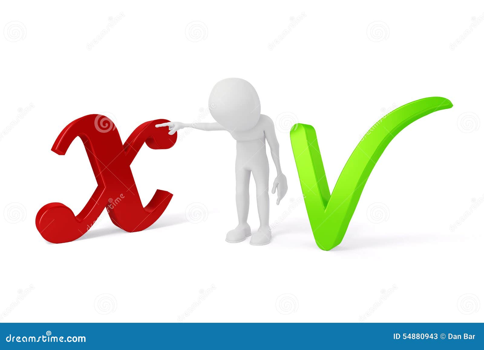 3d Man Standing Between Positive And Negative Symbols Royalty-Free ...