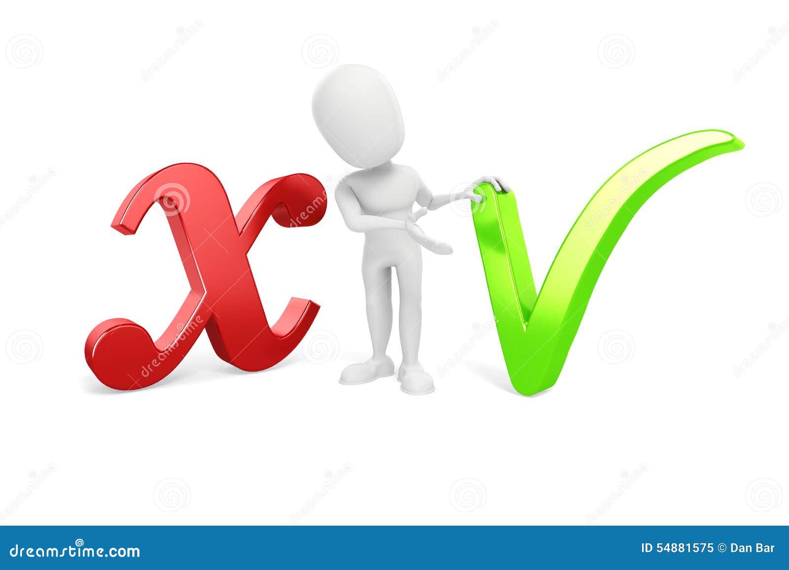 3d Man Standing Between Positive And Negative Symbols Stock Image ...