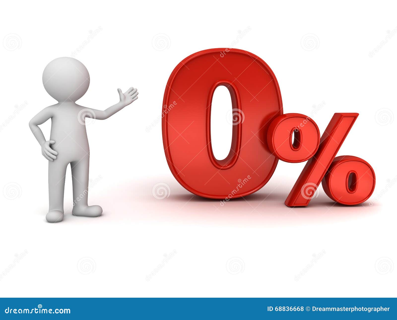 3d Man Standing and Presenting Red Zero Percent or 0 Stock Illustration ...