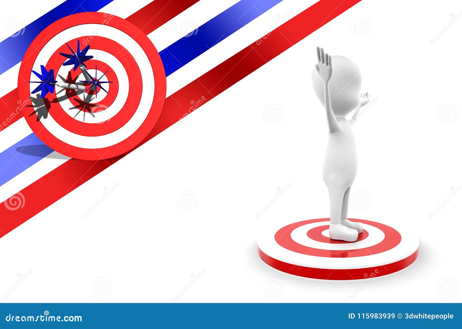 3d Man Standing on Red Target Concept Stock Illustration - Illustration ...