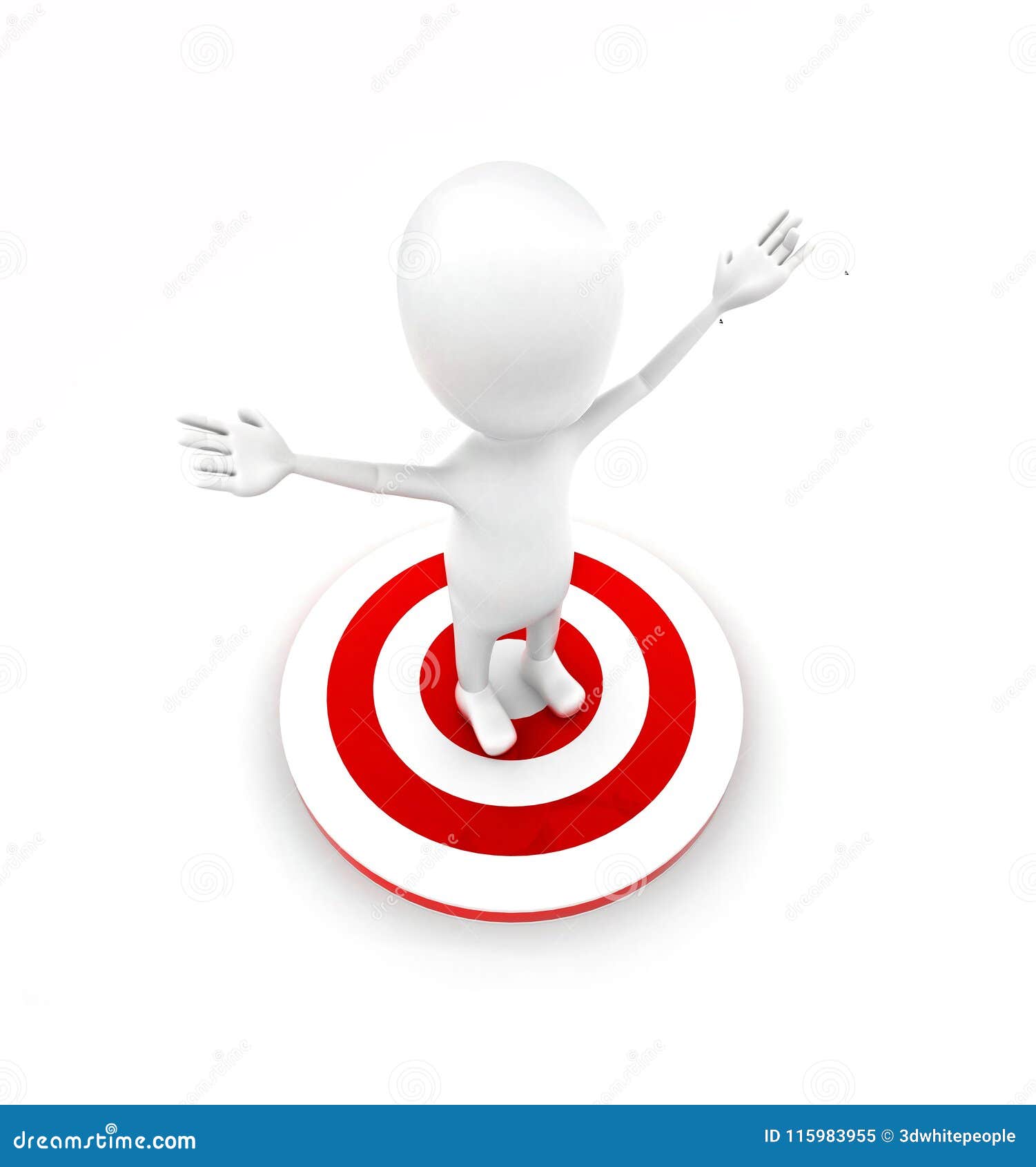3d Man Standing on Red Target Concept Stock Illustration - Illustration ...