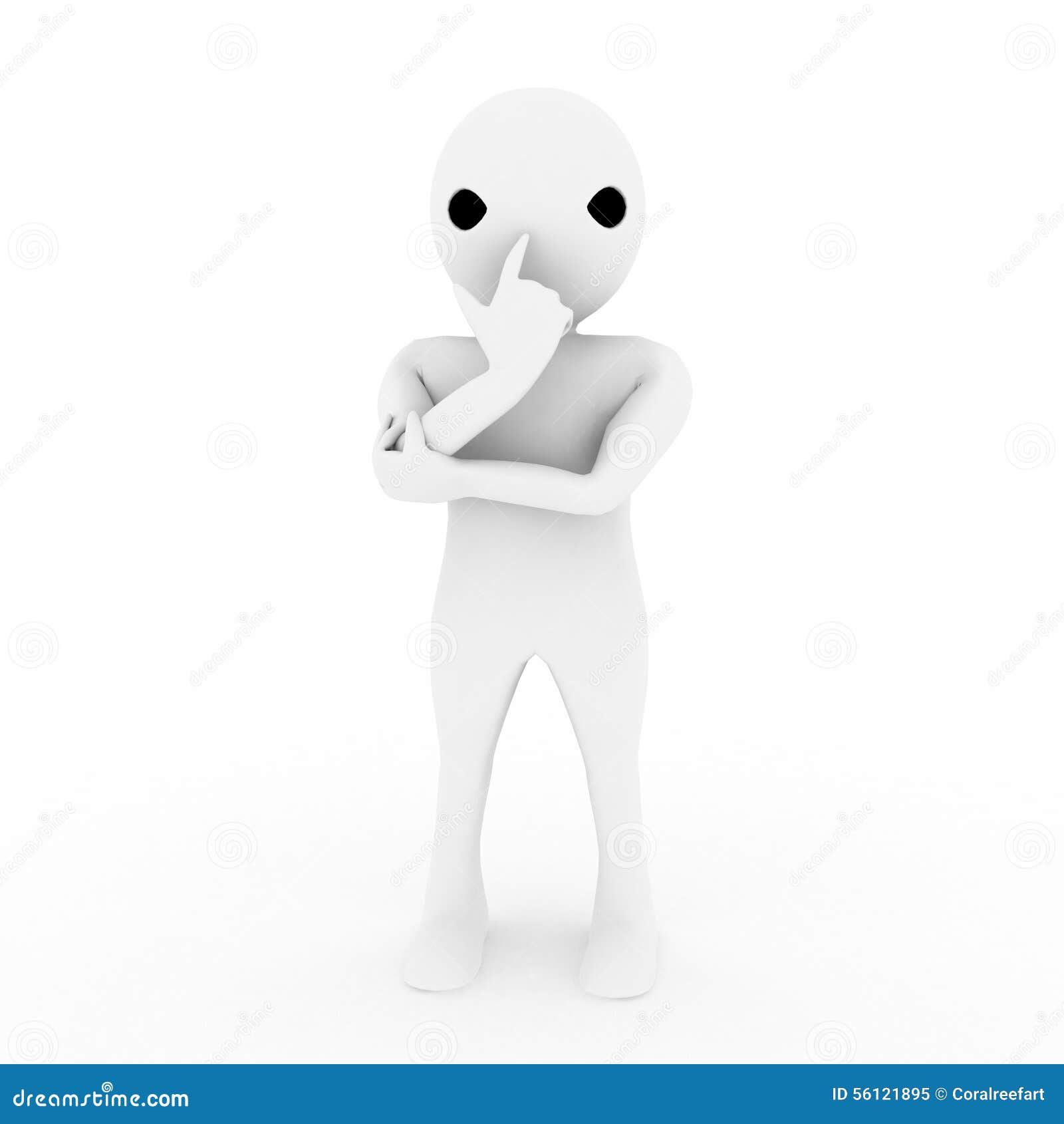 3d Man Standing Still and Thinking about Something Illustration Stock ...