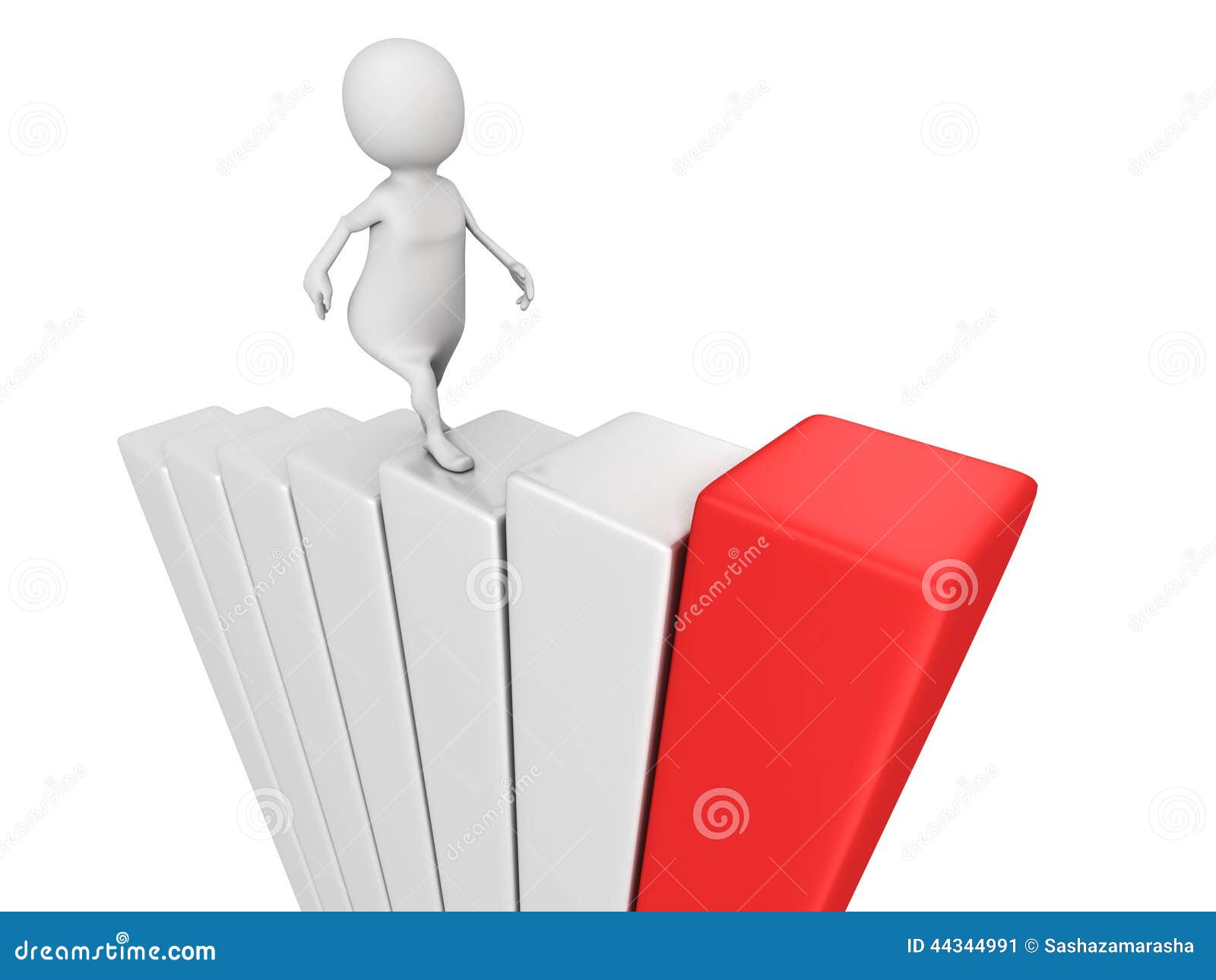 3d Man Stepping Up on Success Bar Chart Stock Illustration ...