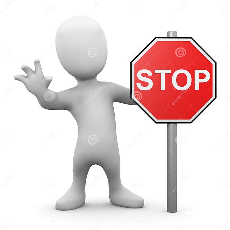 3d Man with stop sign stock illustration. Illustration of male - 41959179