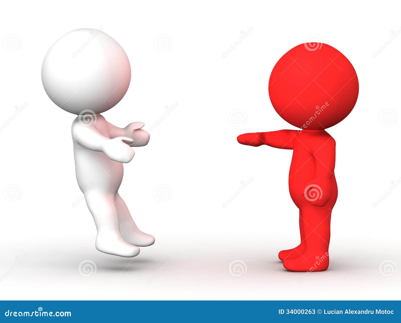 3D Man Stopped by Red 3d Man Stock Illustration - Illustration of ...