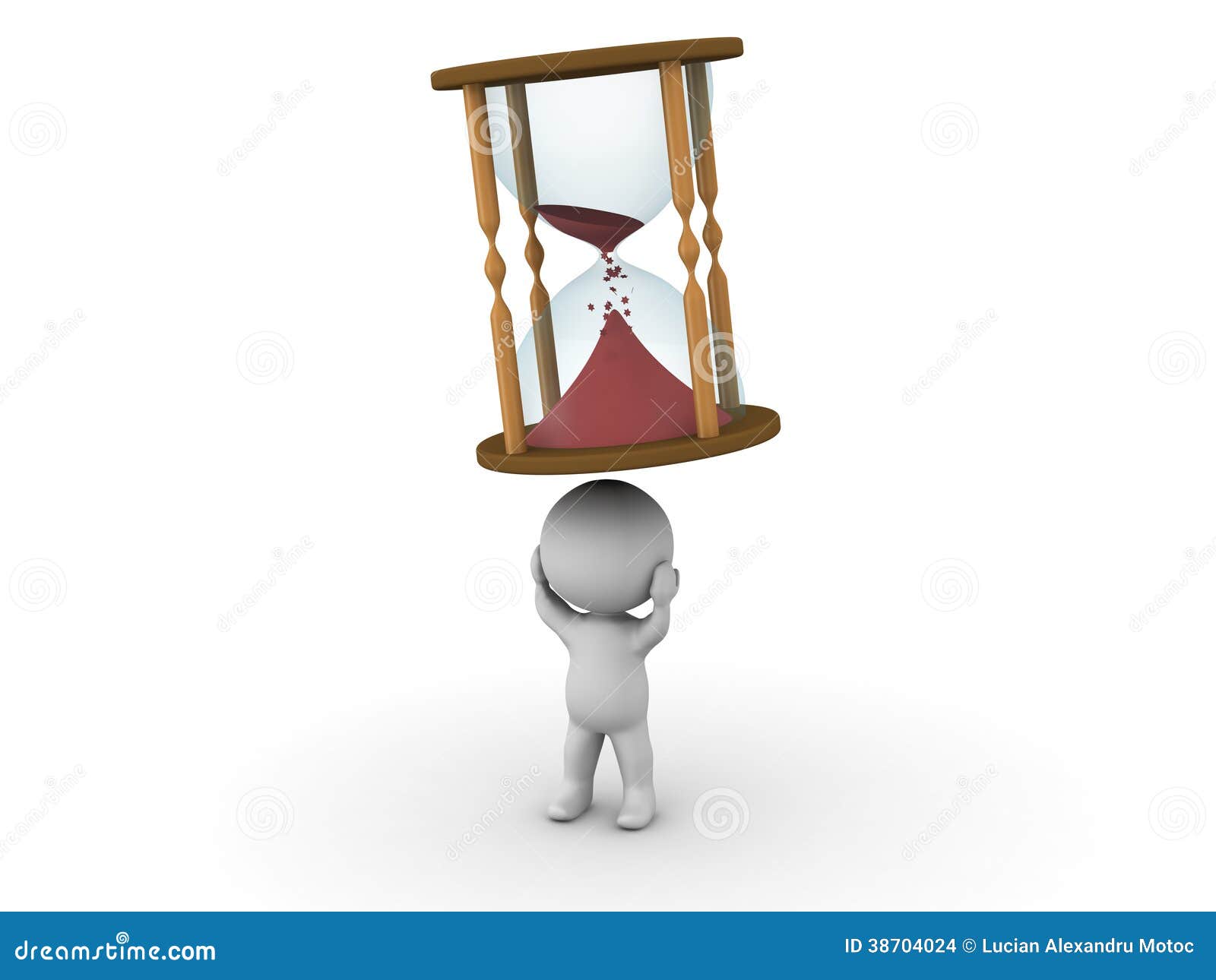 3D Man Stressed by Hourglass Time Running Out Stock Illustration ... 3D Man Stressed by Hourglass Time Running Out Stock Illustration ...