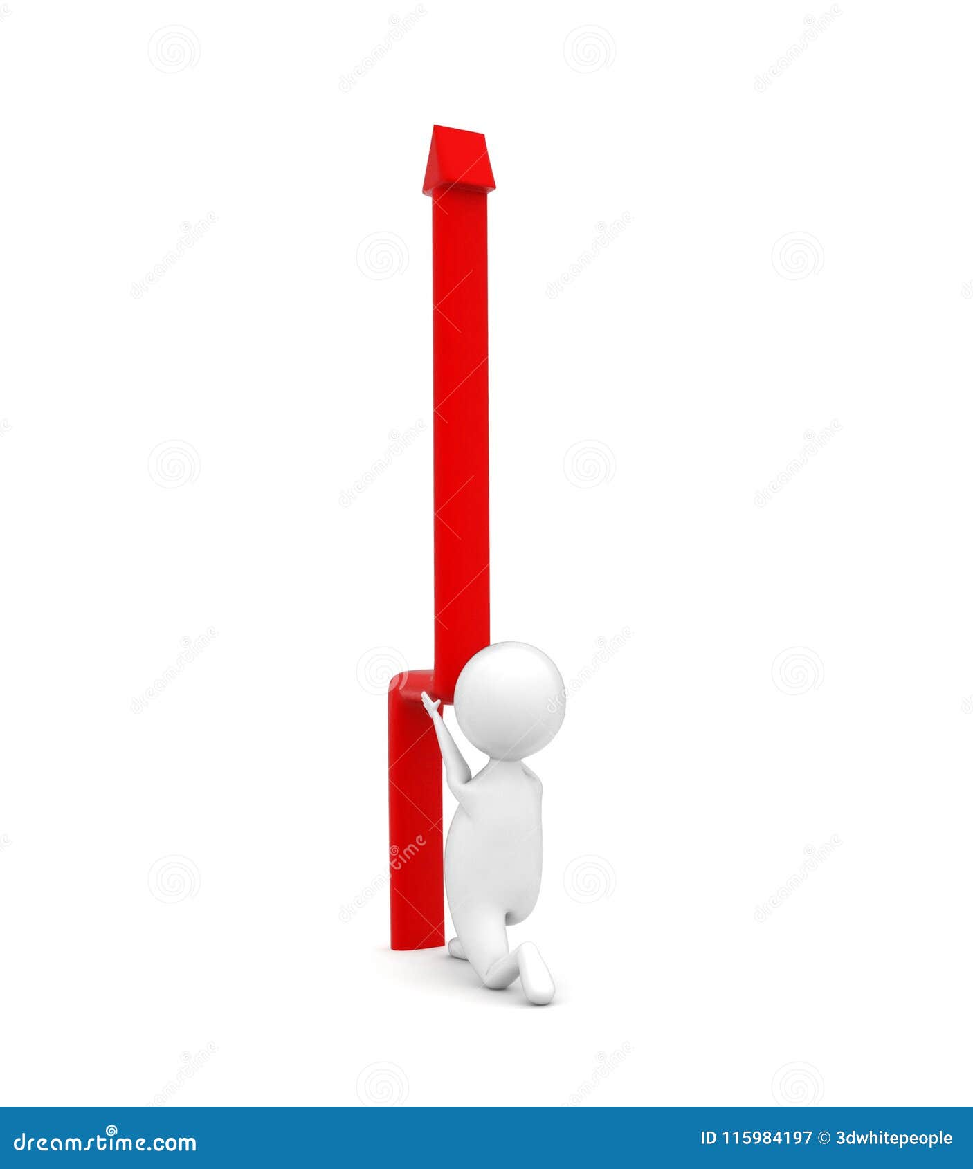 3d Man Supporting a Arrow Concept Stock Illustration - Illustration of ...