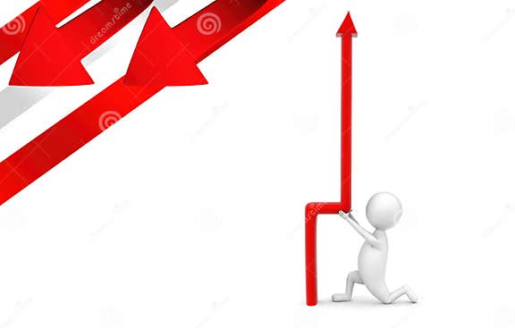 3d Man Supporting a Arrow Concept Stock Illustration - Illustration of ...