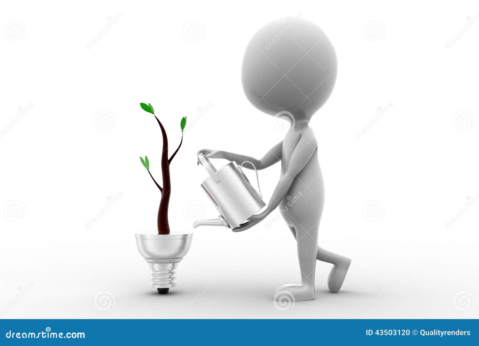 3d Man Supporting Eco Lighting System Stock Illustration - Illustration ...