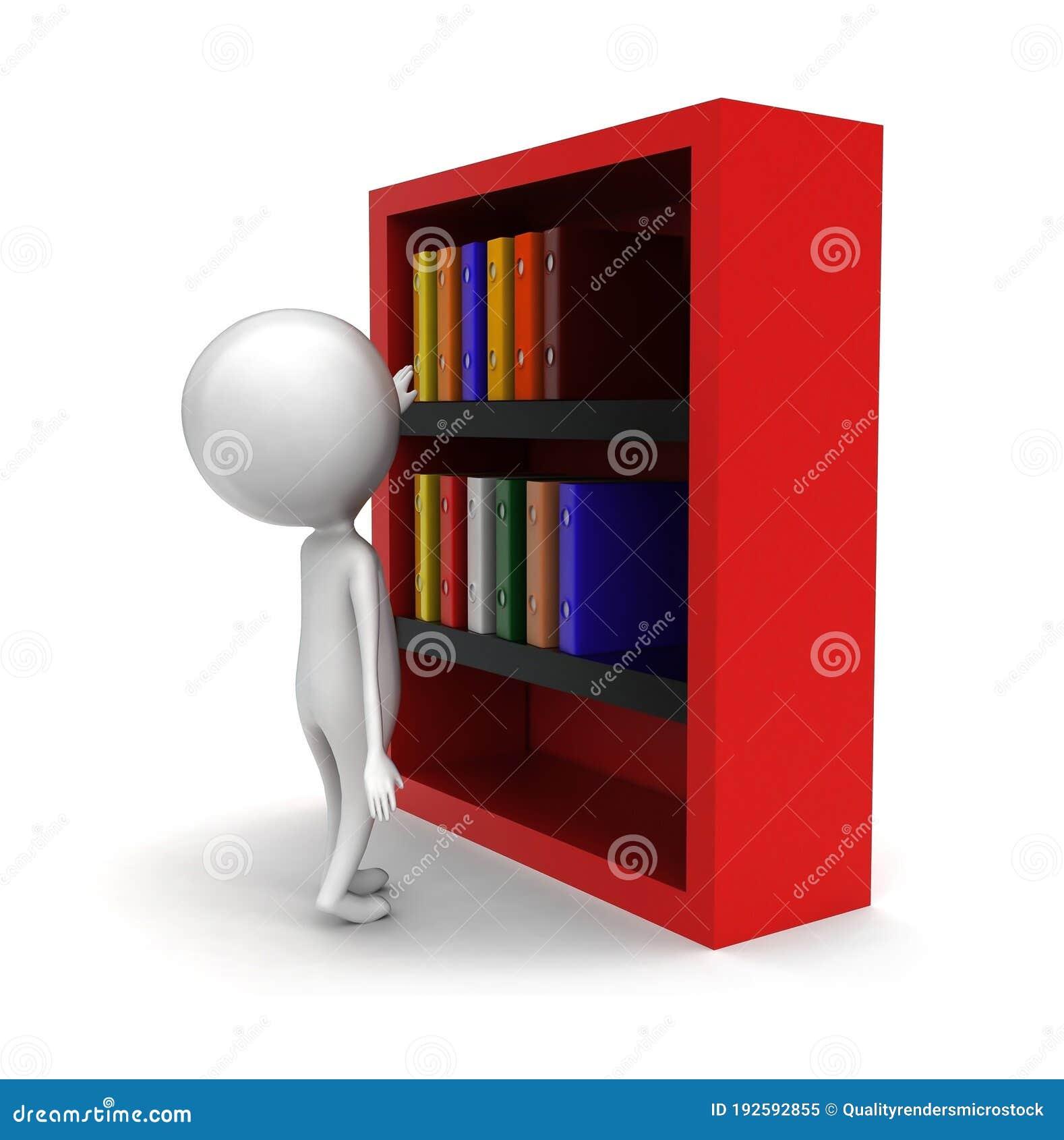 3d Man Taking or Putting File from or Back in To the Shelf Concept ...
