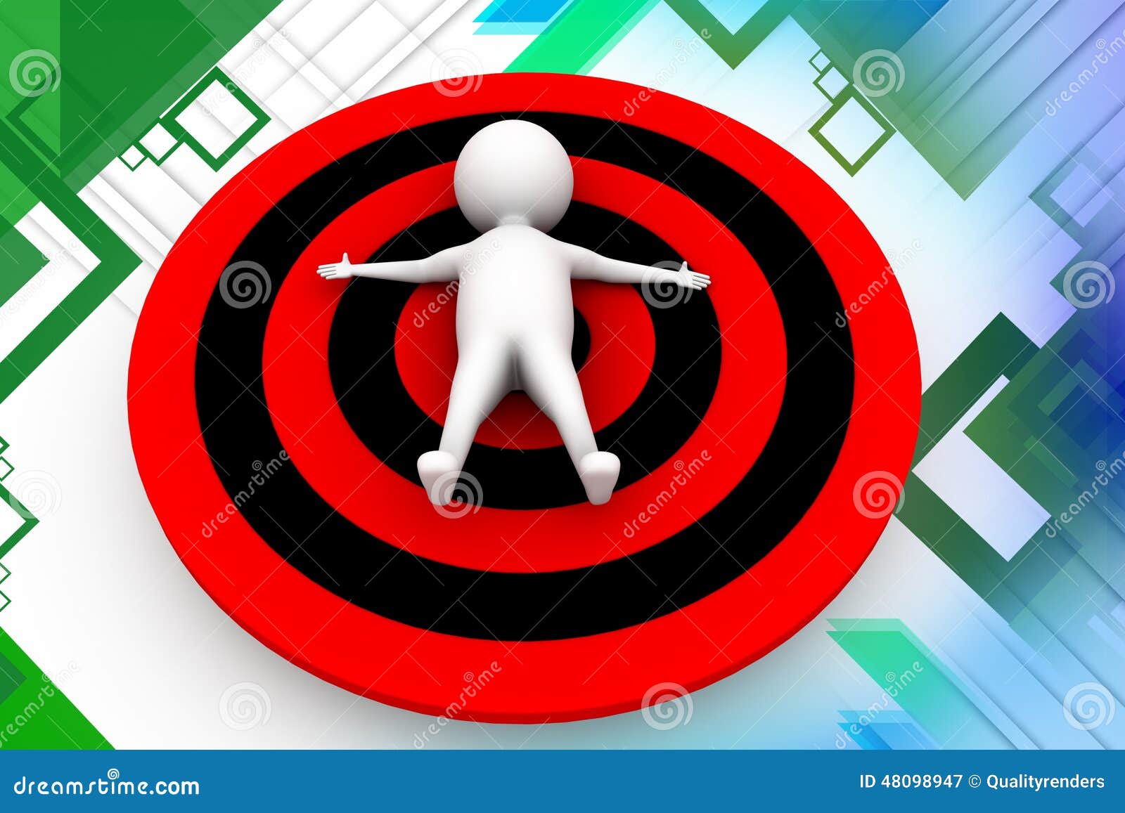 3d Man on Target Illustration Stock Illustration - Illustration of ...