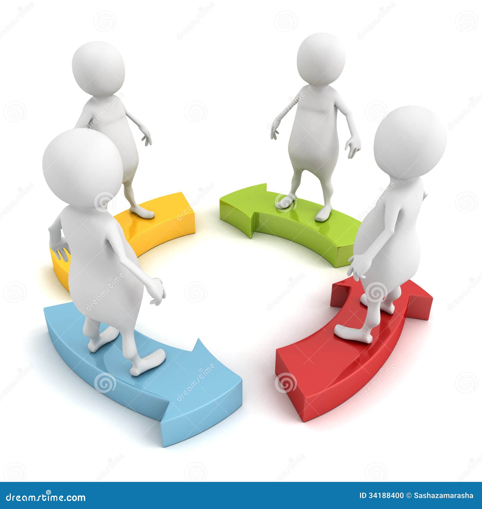 3d Man Team on Cycled Work Arrows Concept Stock Illustration ...