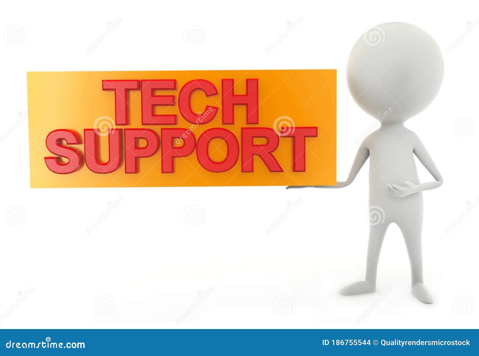 3d Man Tech Support Concept Stock Illustration - Illustration of ...