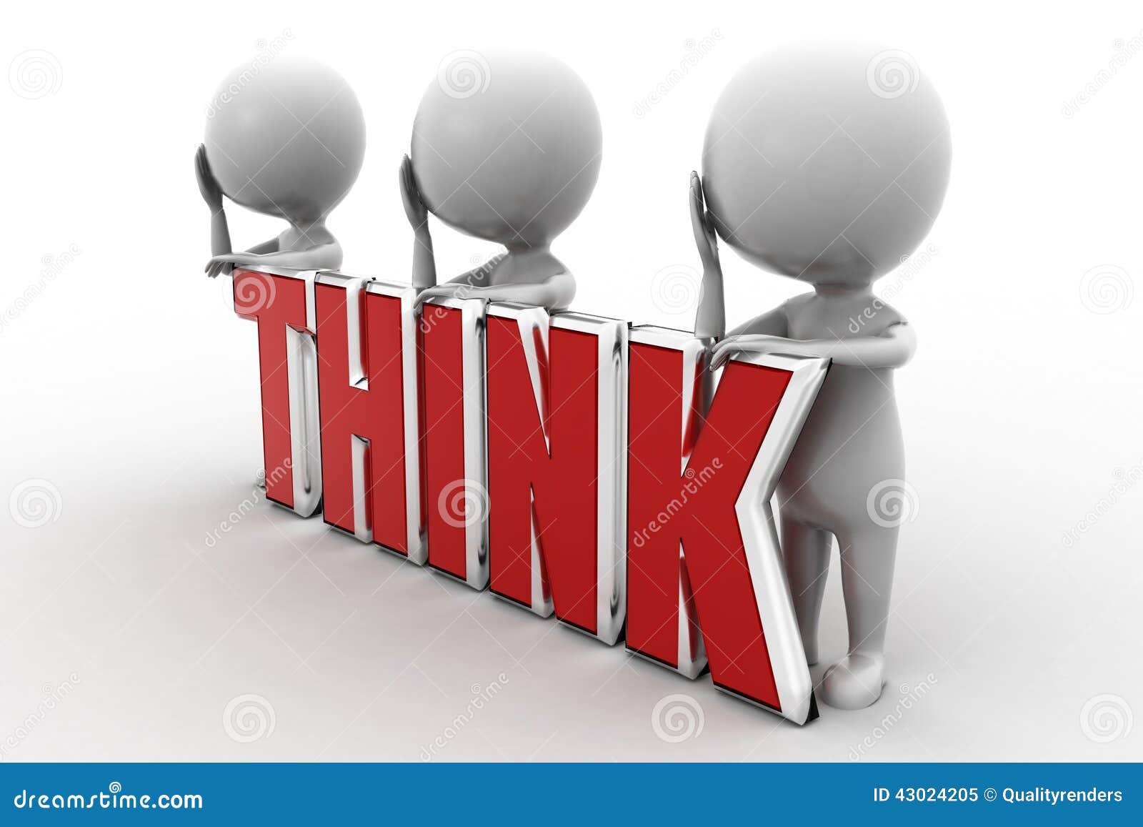 3d man think concept stock illustration. Illustration of render - 43024205