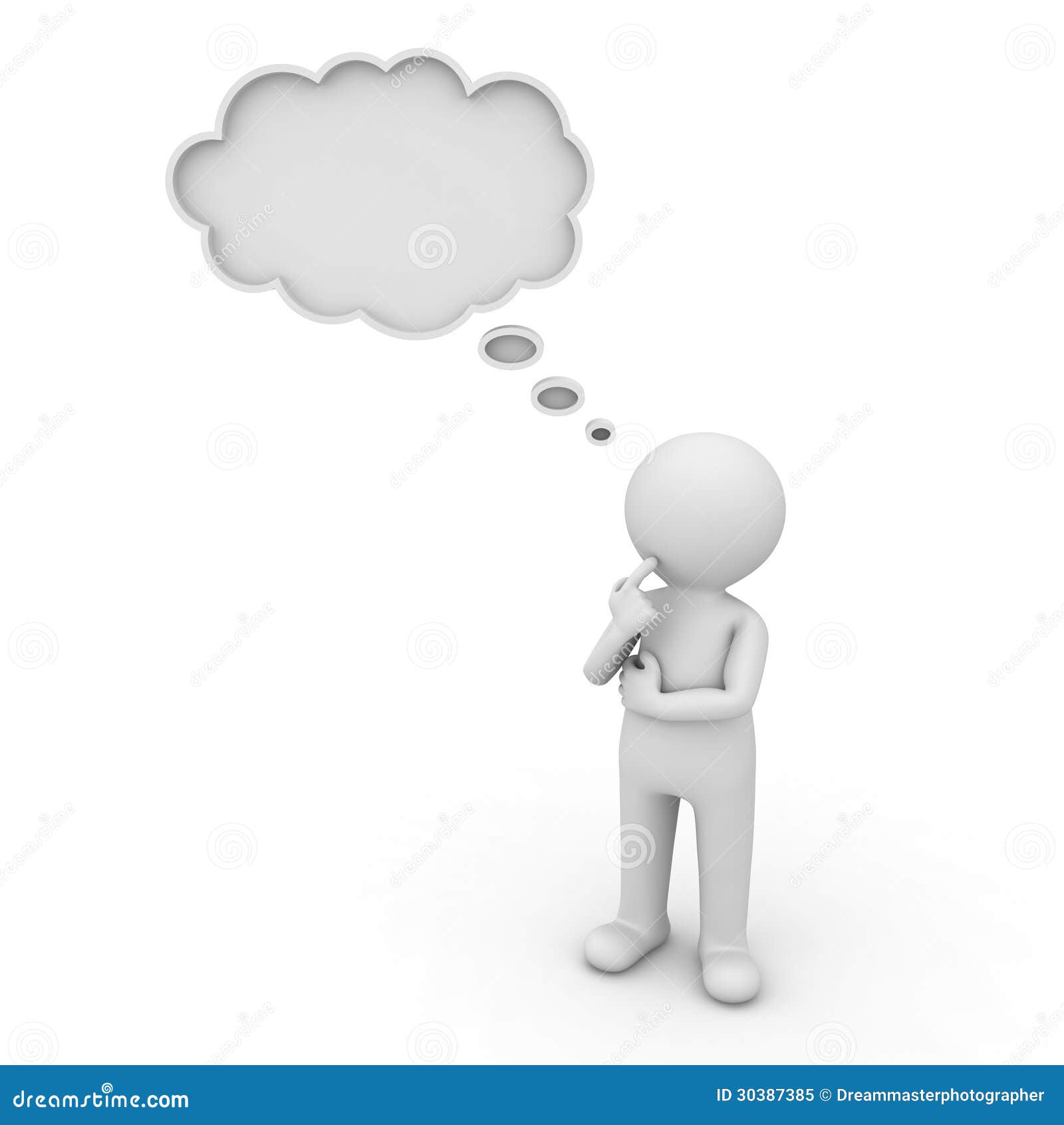 3d Man Thinking with Blank Thought Bubble Stock Illustration ...