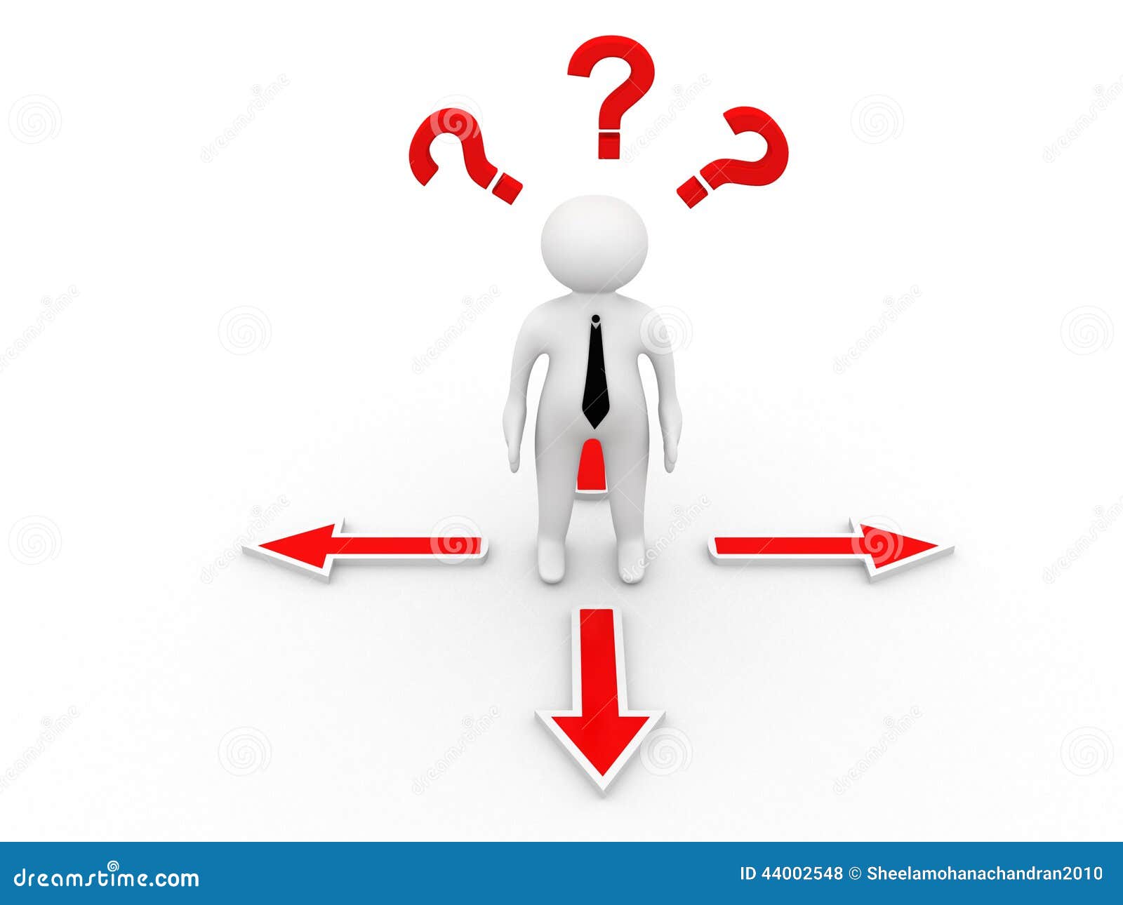 3d Man Thinking and Confusing with Many Arrows Stock Illustration ...