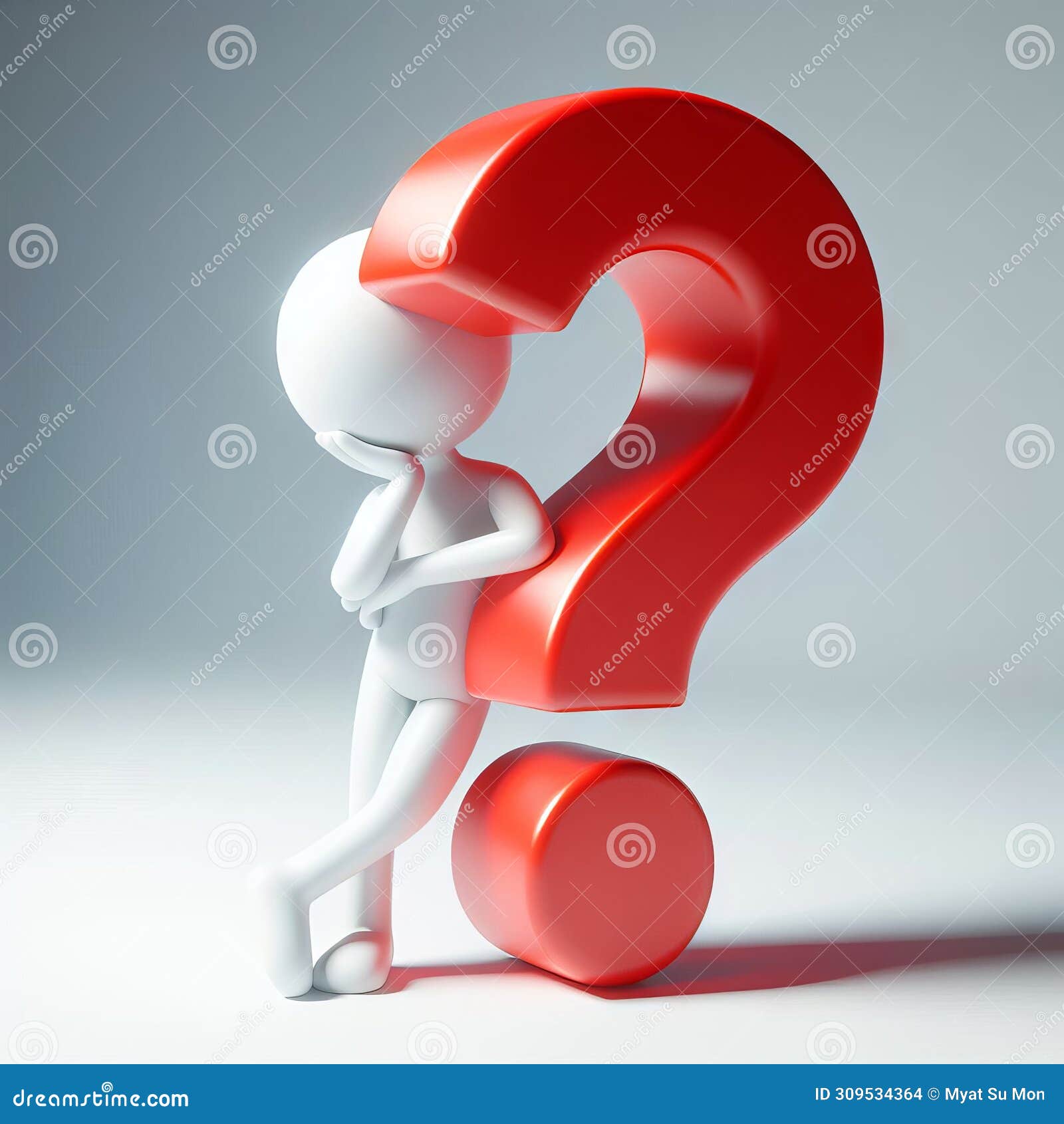 3D Man Thinking Photo with Big Question Mark Stock Illustration ...