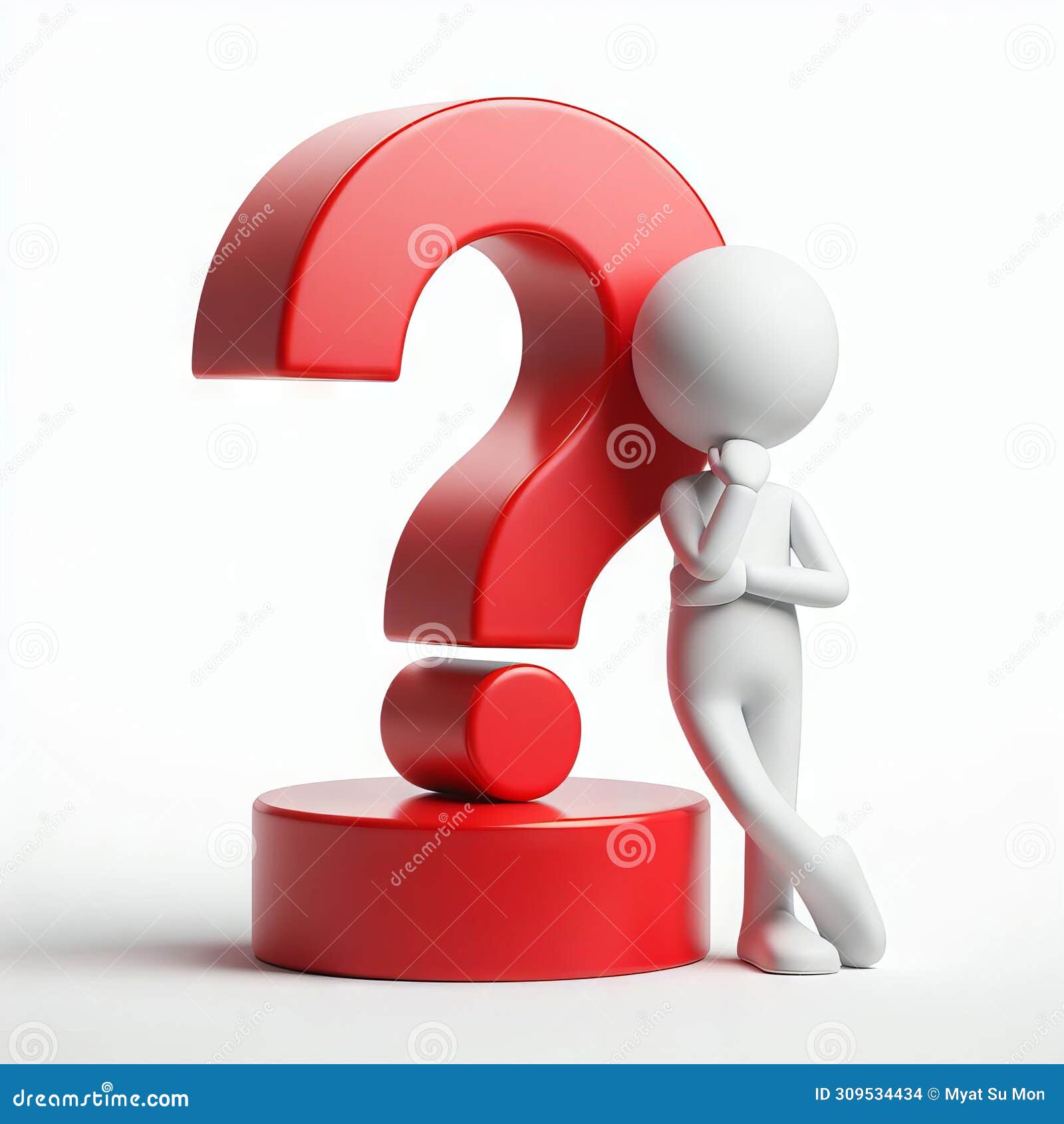 3D Man Thinking Photo with Big Question Mark Stock Illustration ...