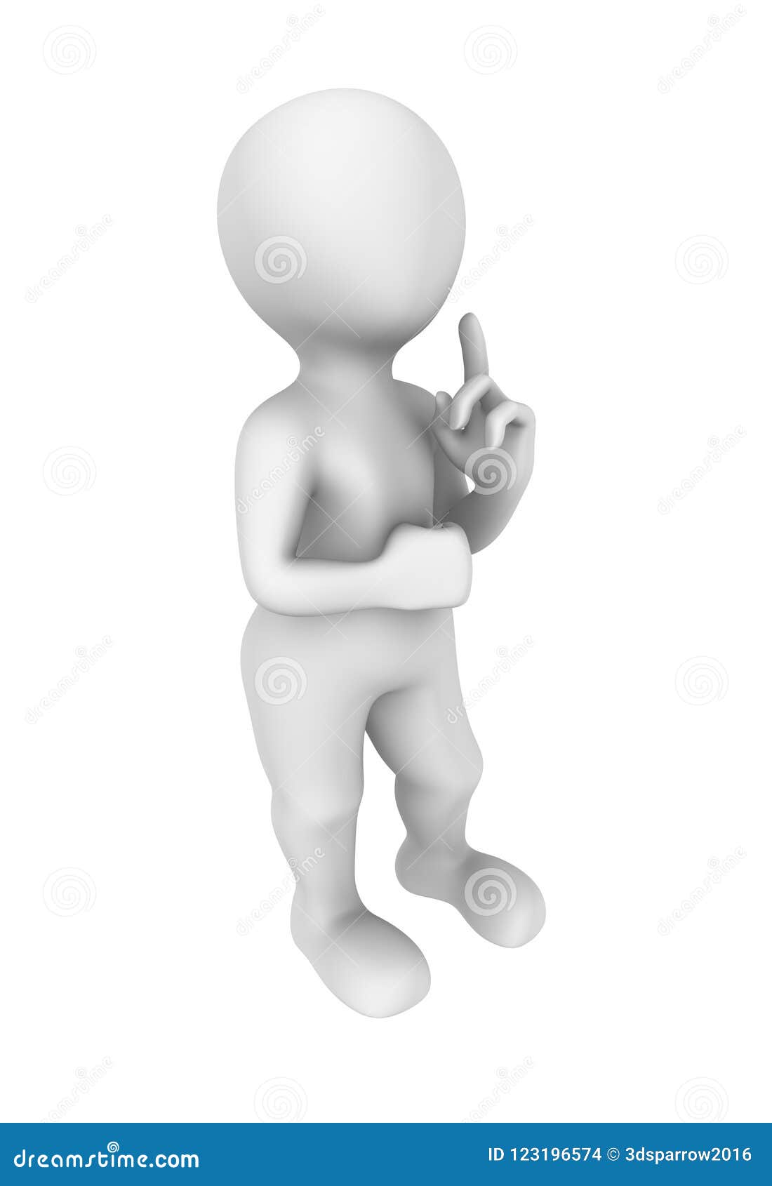 3d Man Thinks of a Problem. 3d Illustration. Stock Illustration ...