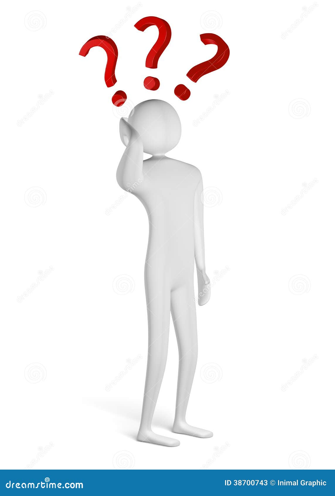 3d Man with Three Question Marks Above His Head Stock Illustration ...