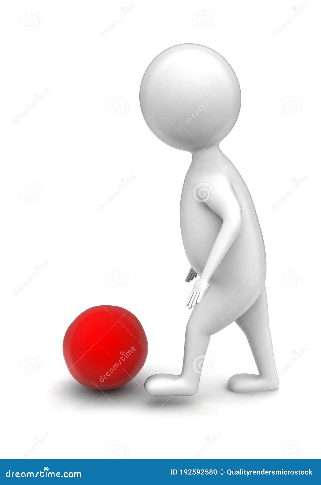 3d Man about To Kick a Red Ball Concept Stock Illustration ...