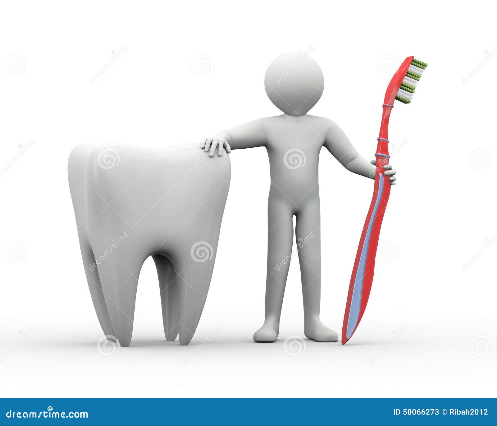 3d Man with Tooth and Toothbrush Stock Illustration - Illustration of ...