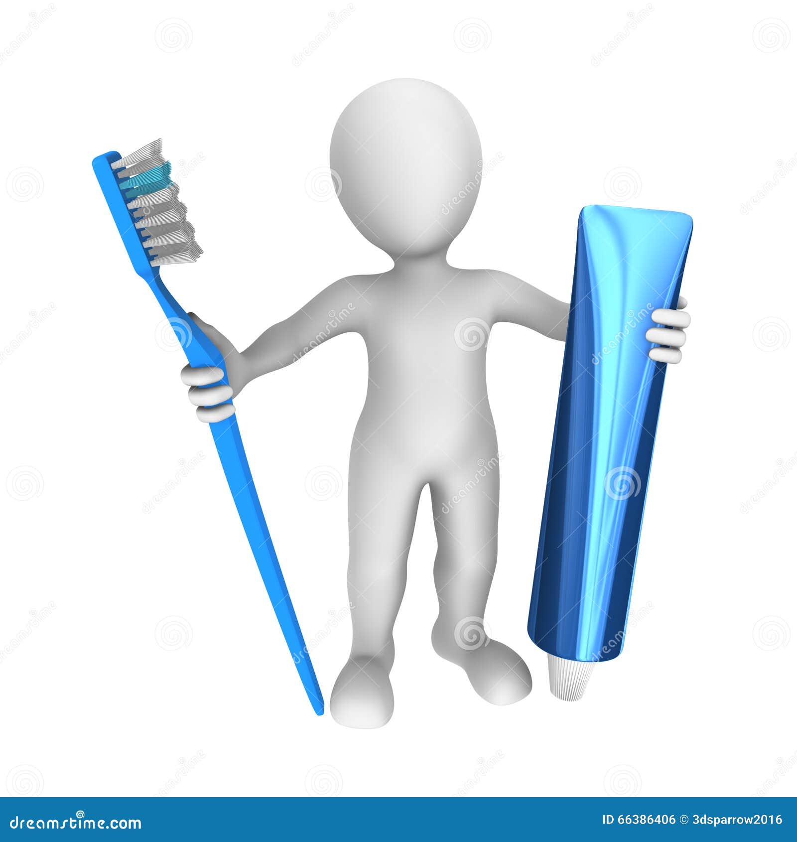3d Man with Toothbrush and Toothpaste Stock Illustration - Illustration ...