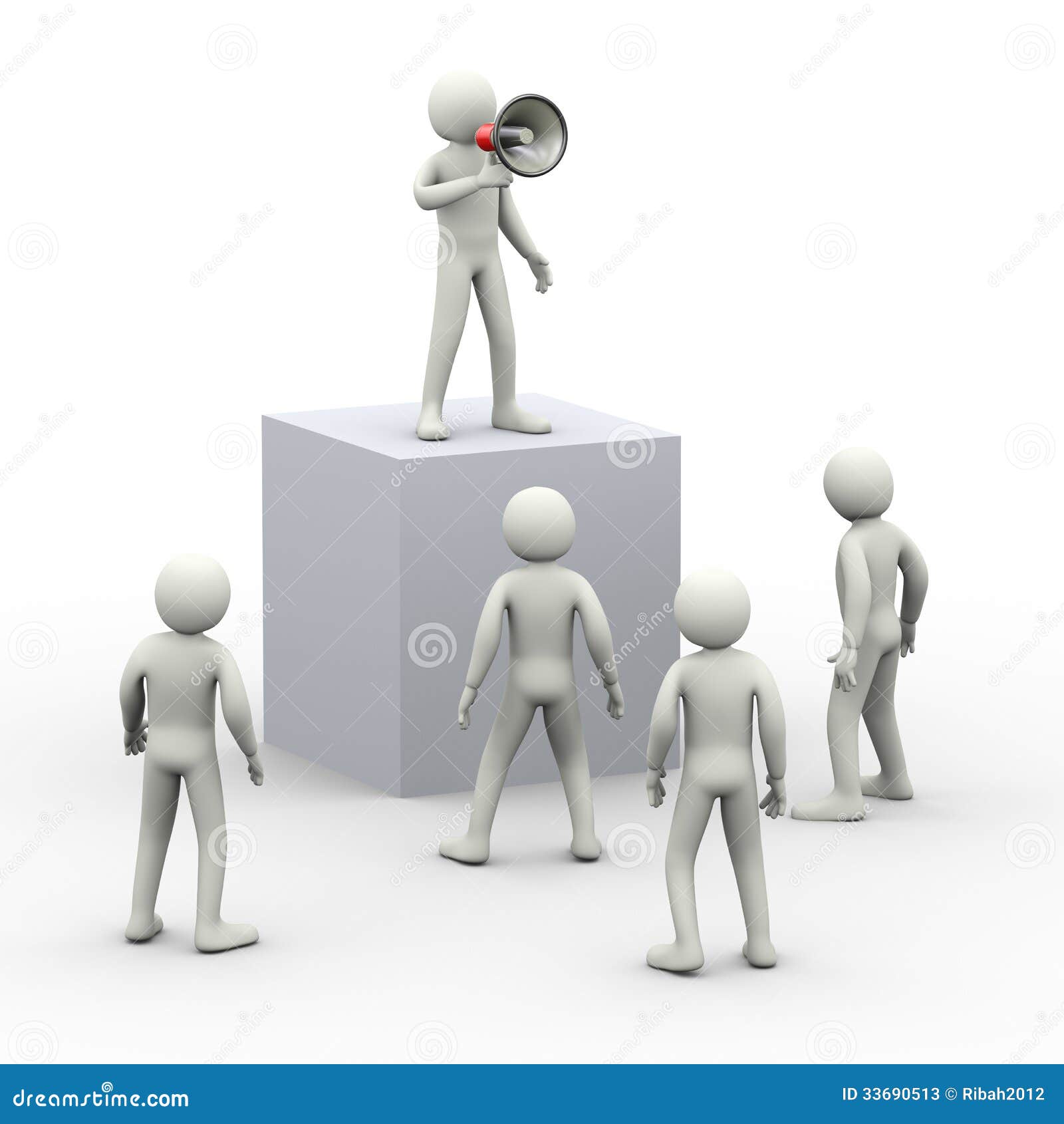3d Man on Top with Megaphone Shouting Stock Illustration - Illustration ...