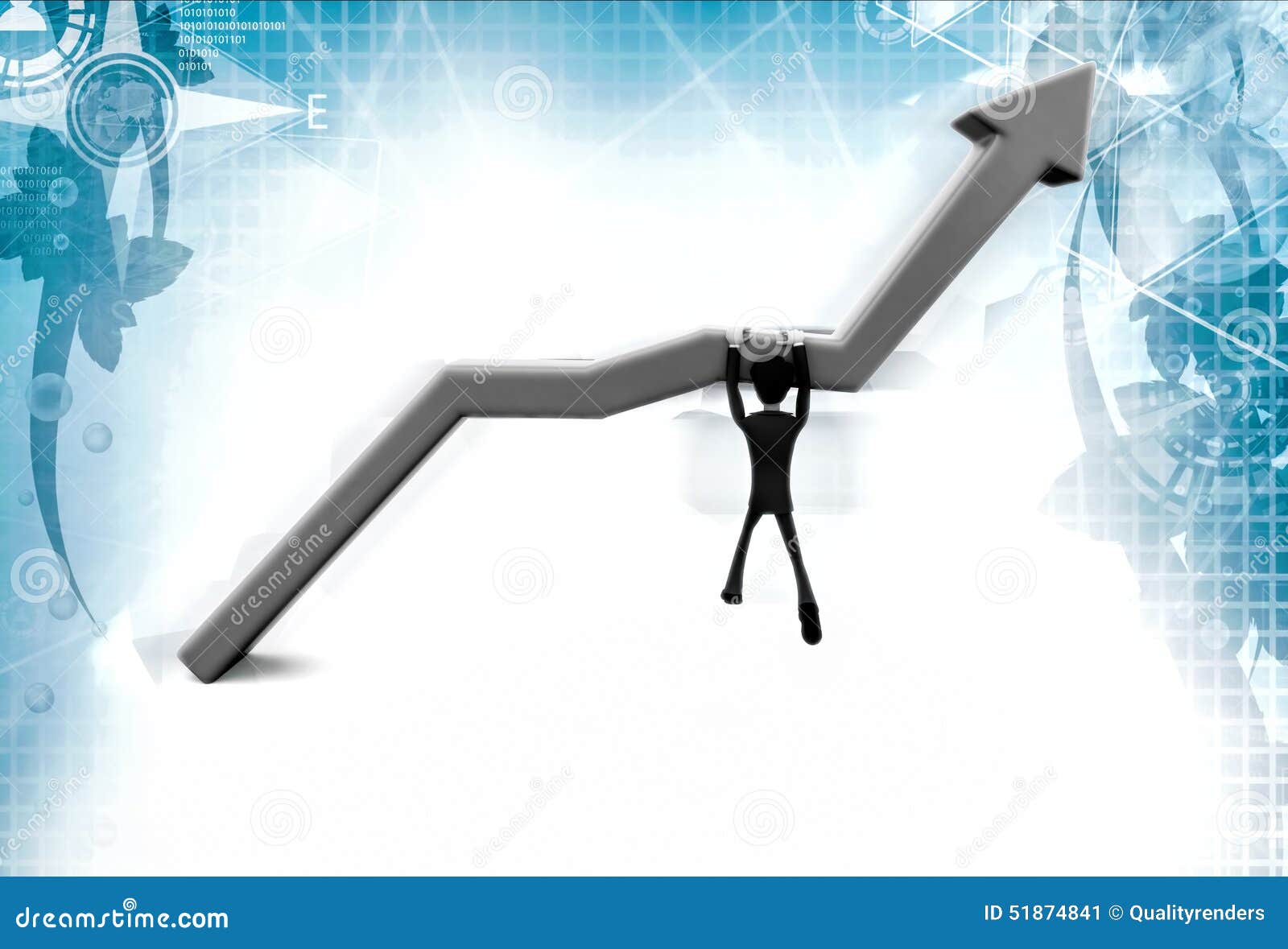 3d Man Try To Climb Arrow Illustration Stock Illustration ...