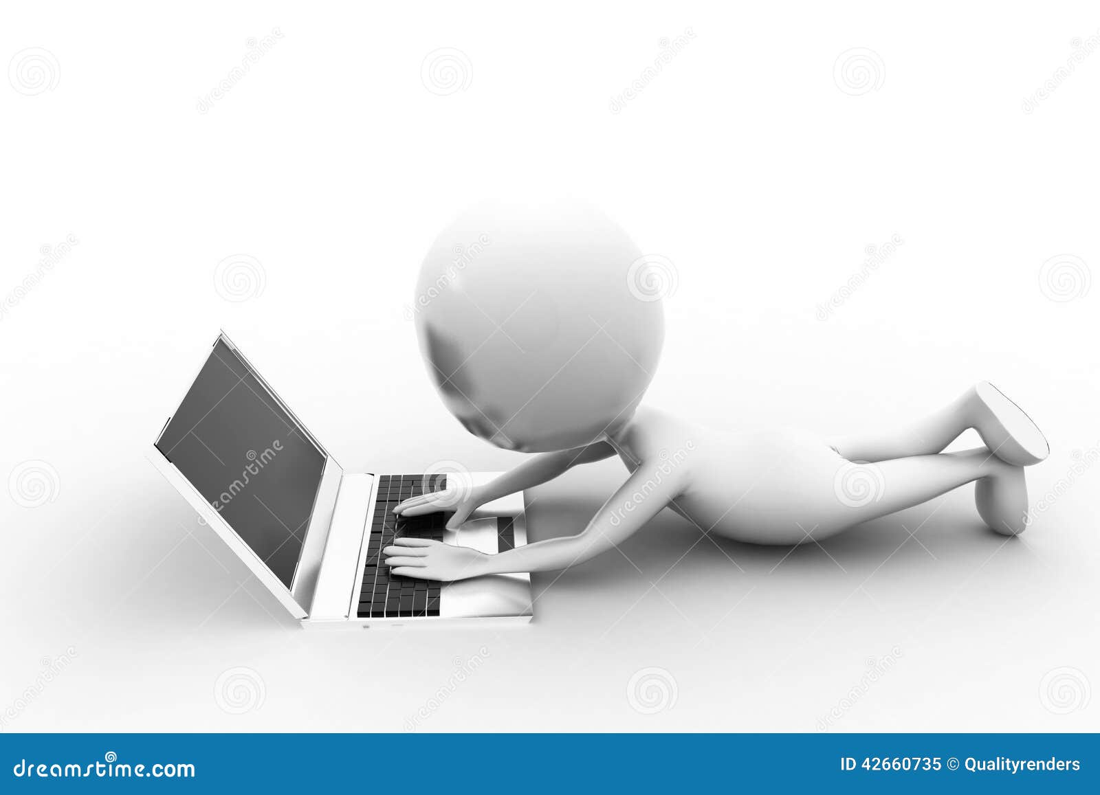 3d man typing in laptop stock illustration. Illustration of education ...