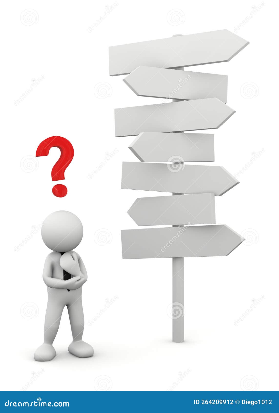 3d Man Undecided About Direction To Take Stock Image | CartoonDealer ...