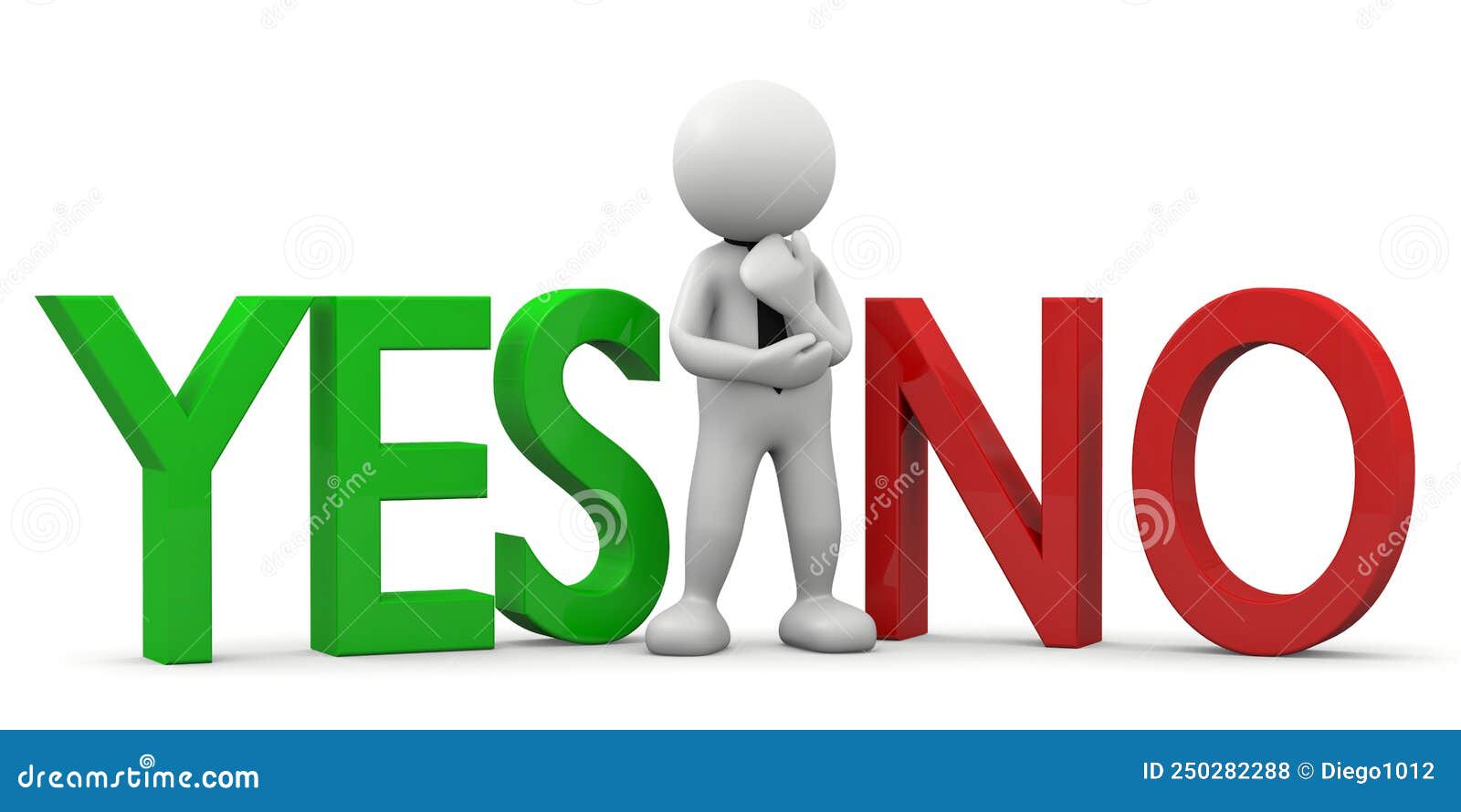 3d Man Undecided Whether YES or NO Stock Illustration - Illustration of ...