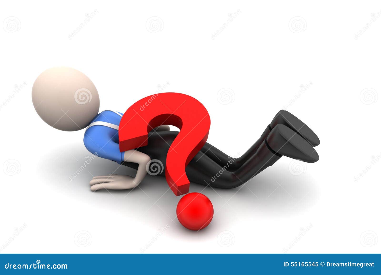 3d Man Under the Question Mark Stock Illustration - Illustration of ...