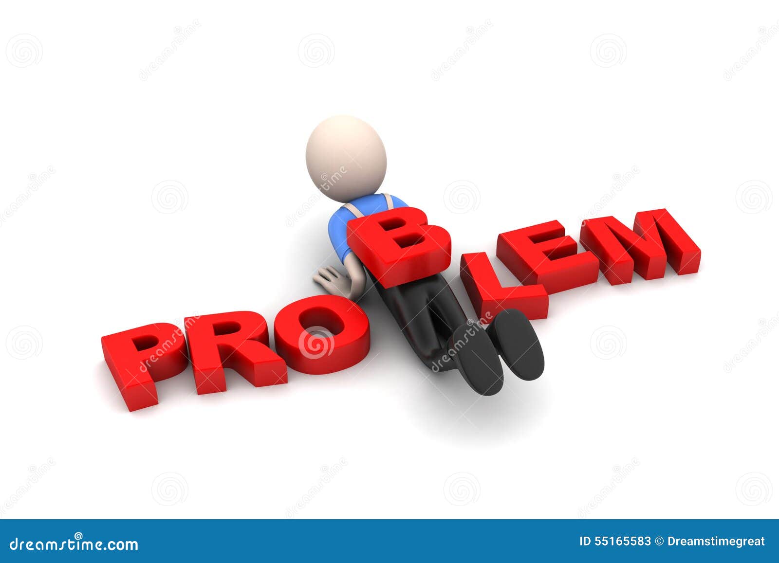 3d Man Under the Word Problem Stock Illustration - Illustration of ...