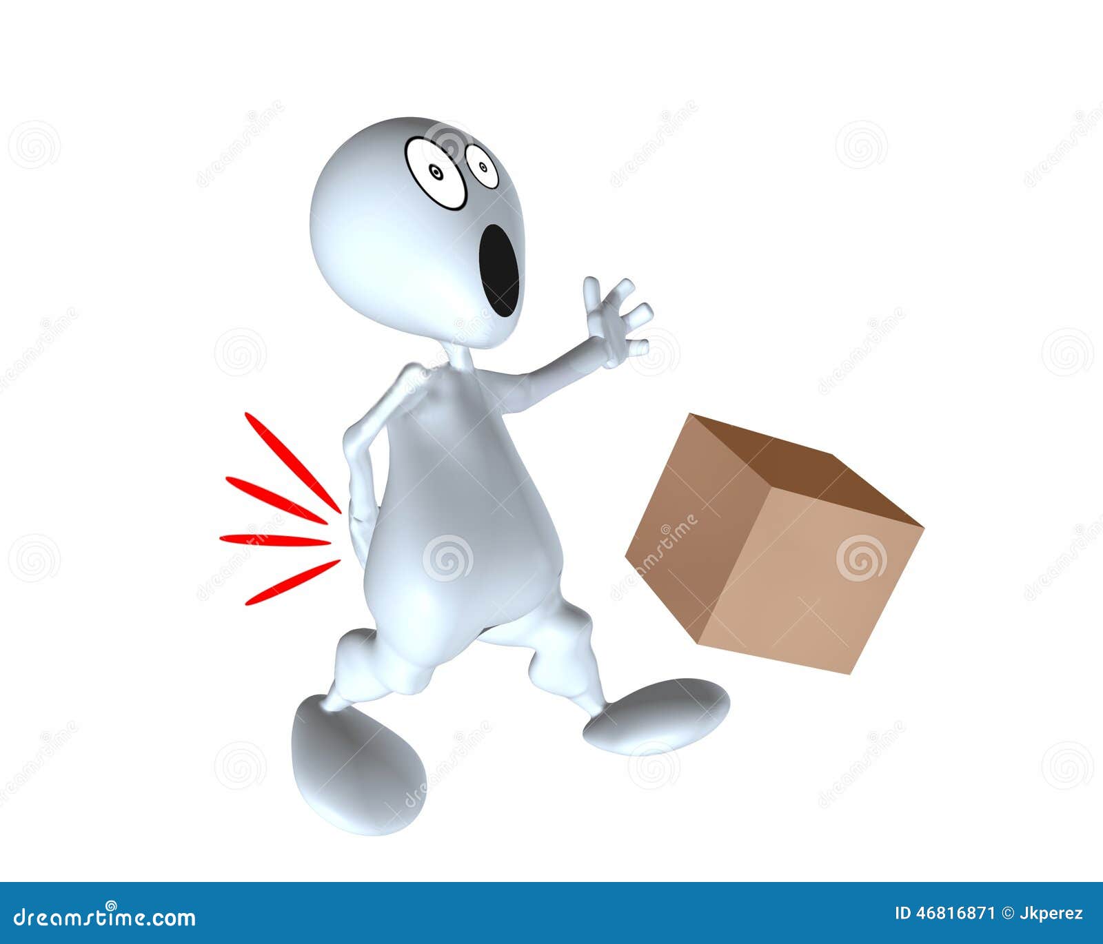 3d Man Unsafe Lifting and Back Injury Stock Illustration - Illustration ...