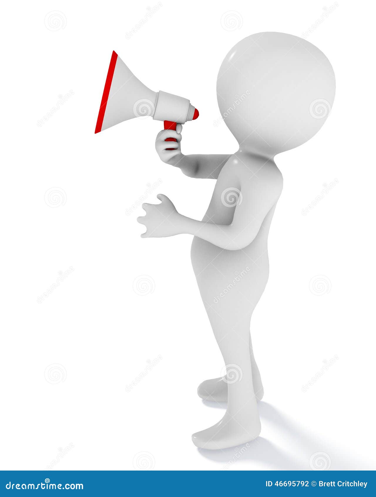 3D man using megaphone stock illustration. Illustration of info - 46695792