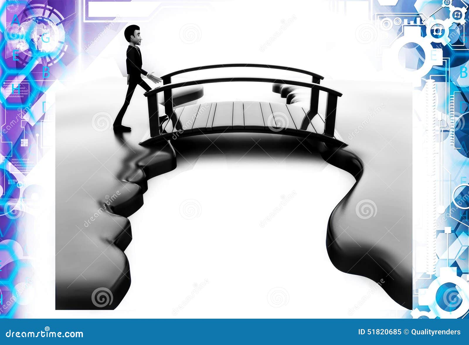3d Man Walking on Bridge Illustration Stock Illustration - Illustration ...