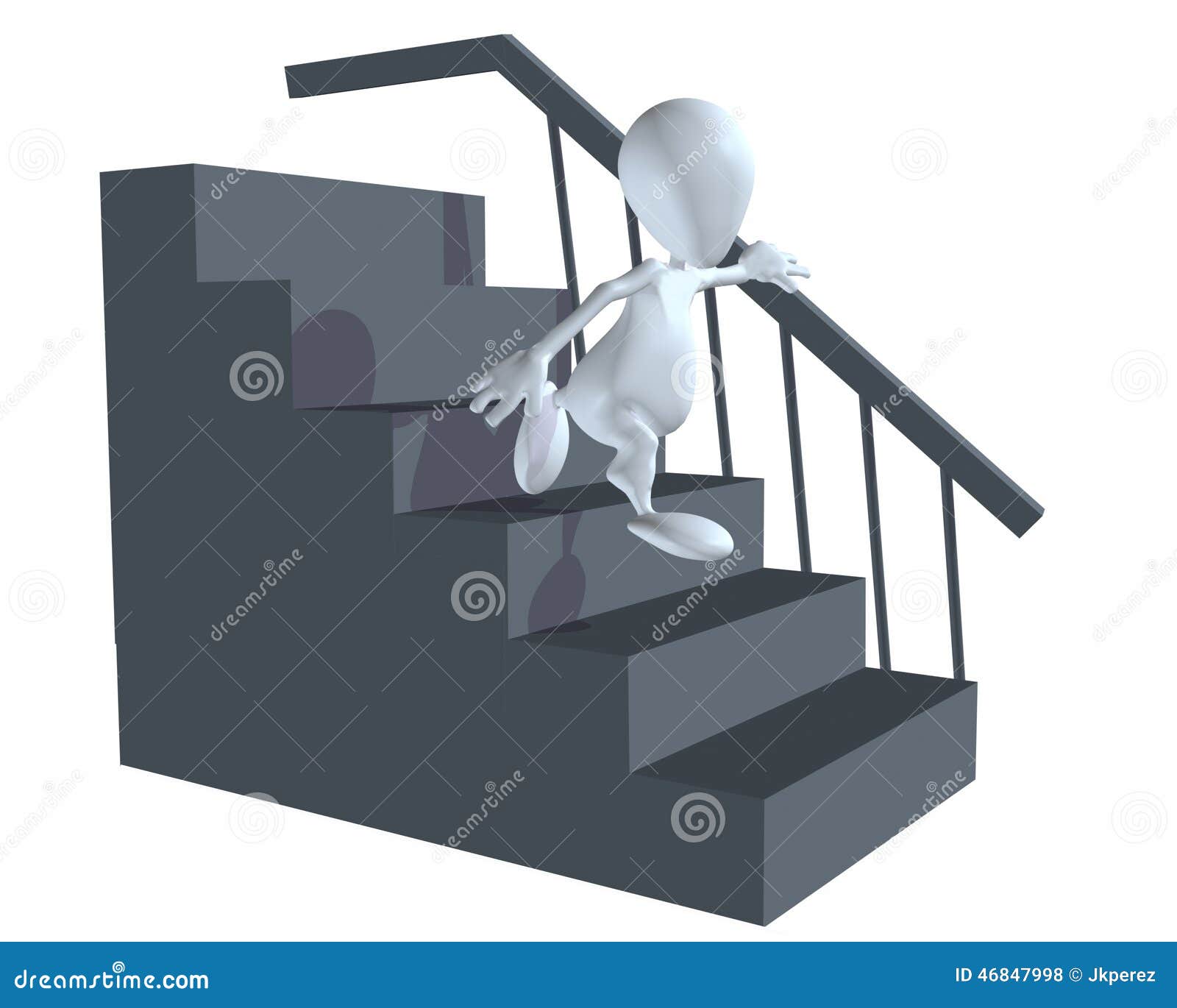 3d Man Walking Down Stairs Using Railing Royalty-Free Stock Image ...