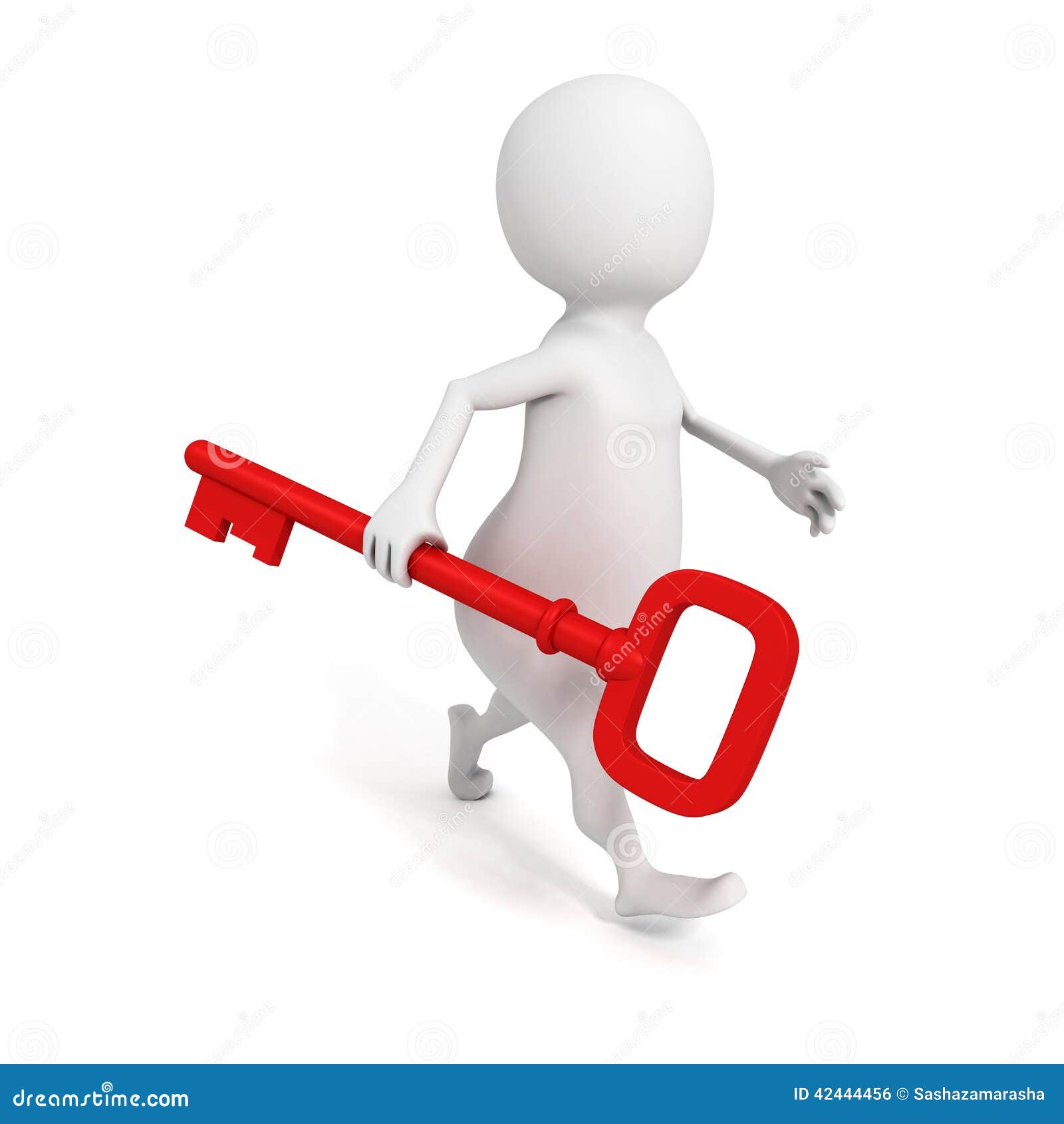 3D Man Walking Forward with Red Key Stock Illustration - Illustration ...