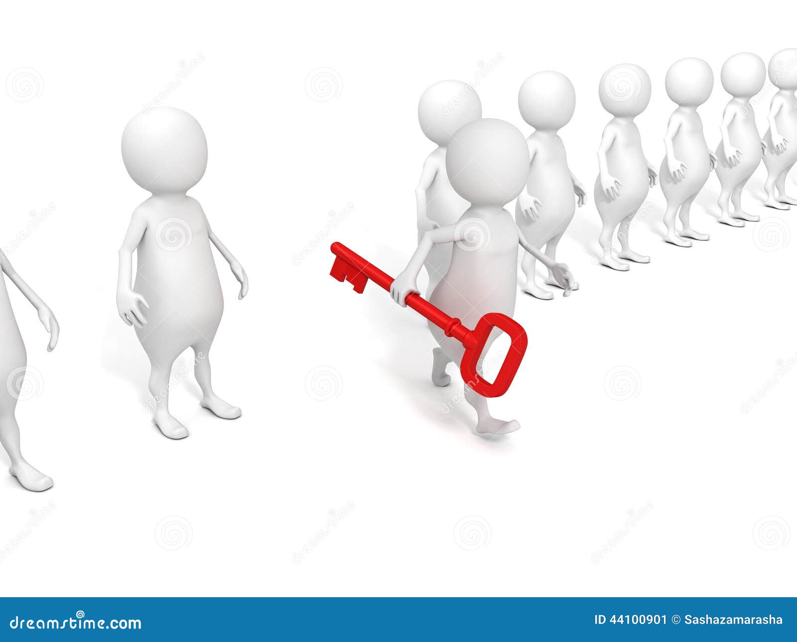 3D Man Walking Forward with Red Key Stock Illustration - Illustration ...