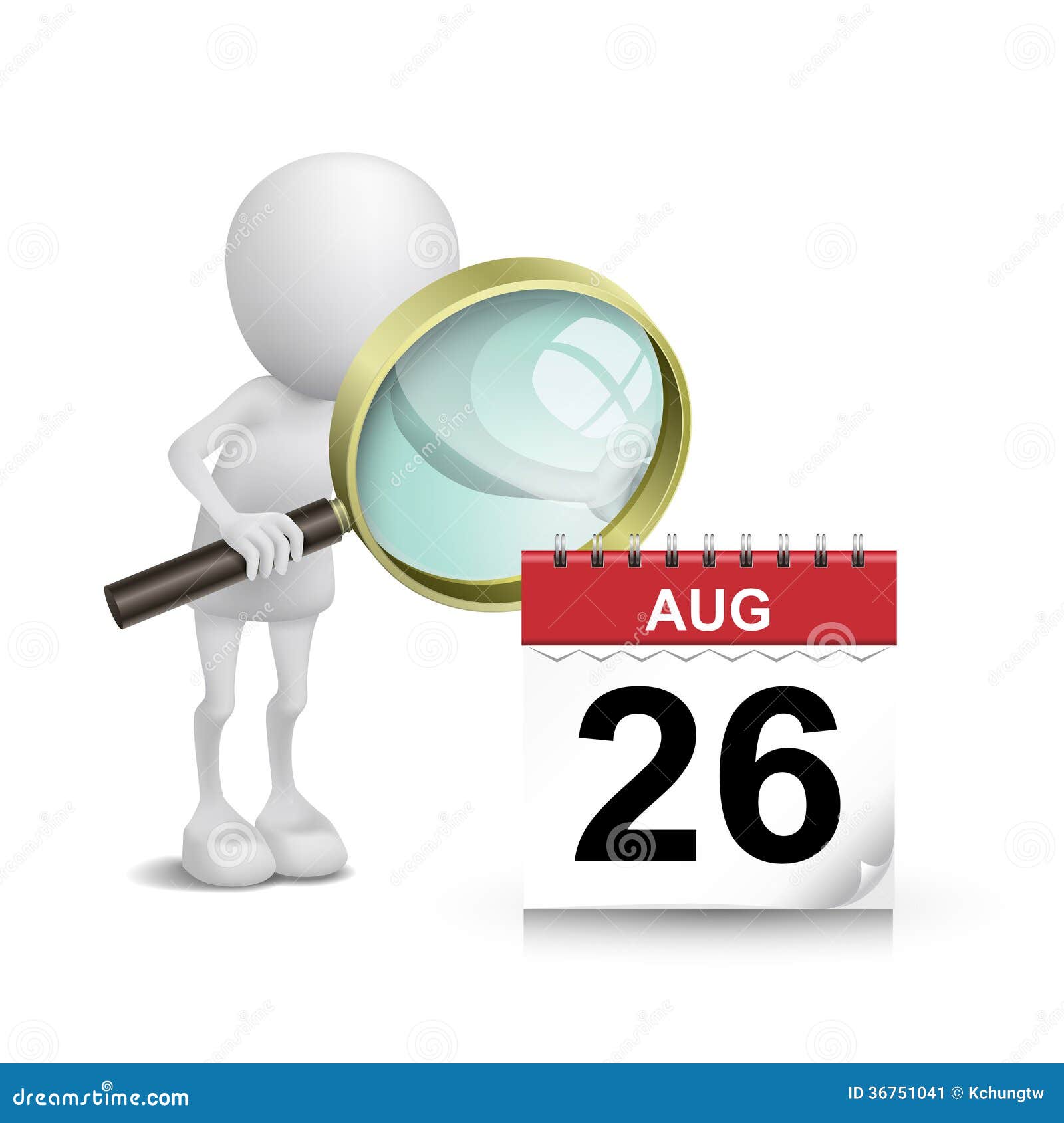 3d Man Watching a Calendar with a Magnifying Glass Stock Vector ...