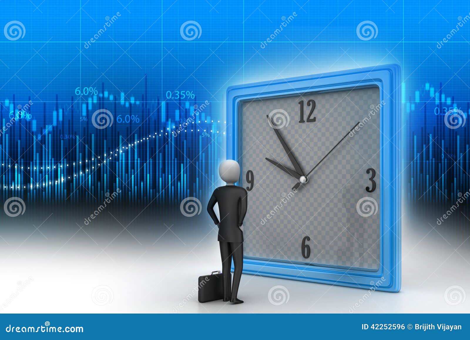 3d Man Watching The Clock Stock Photo | CartoonDealer.com #54502146