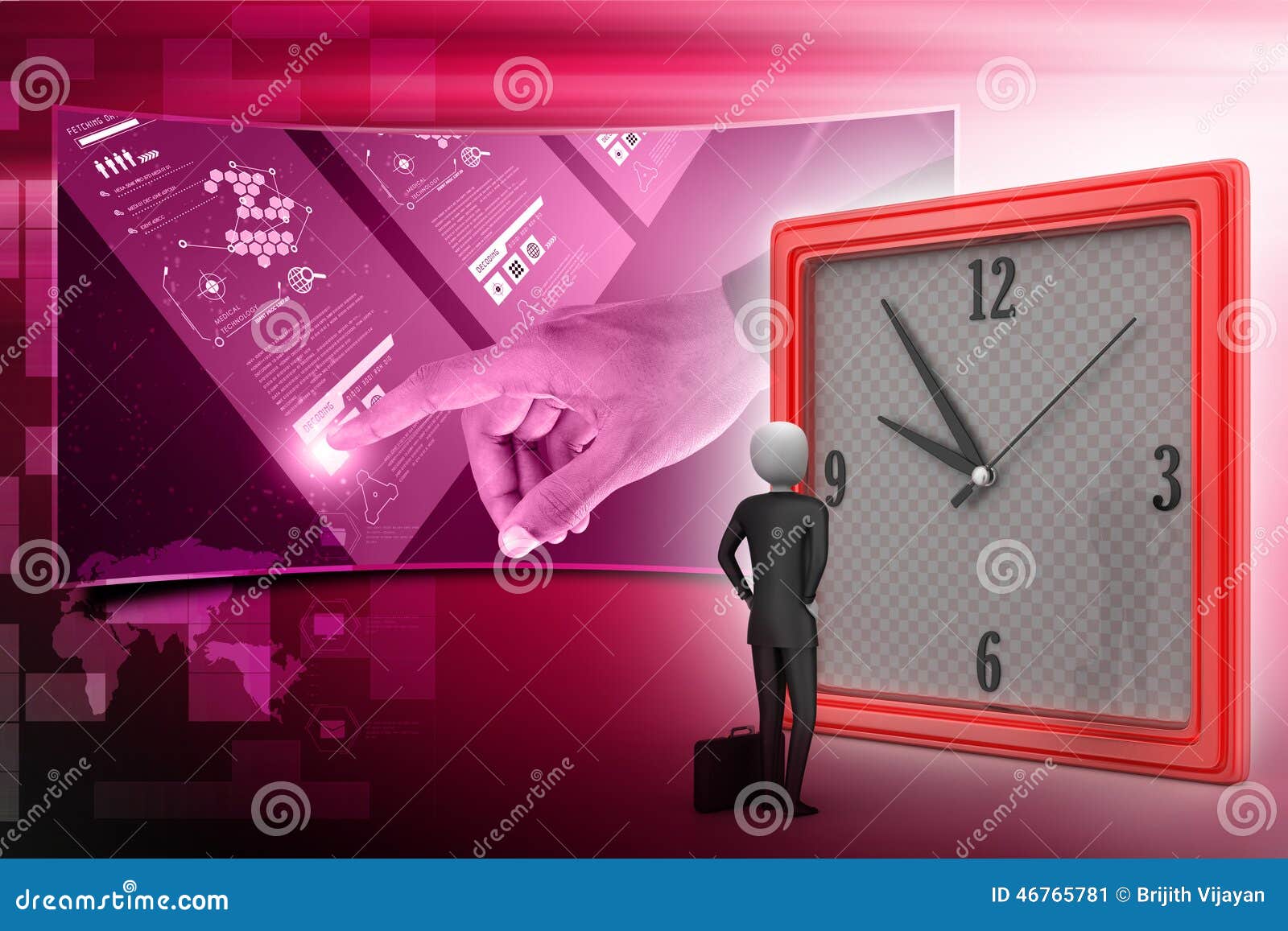3d Man Watching The Clock Royalty-Free Stock Photography ...